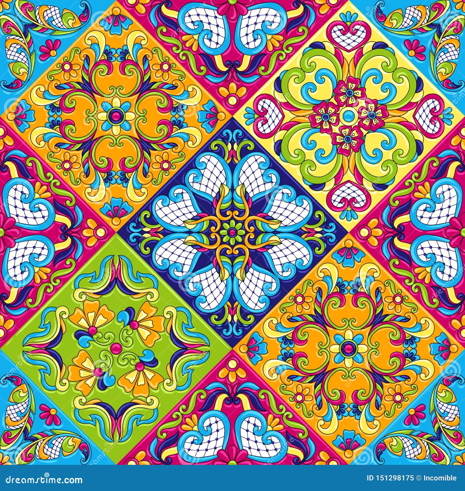Mexican Talavera Ceramic Tile Pattern. Stock Vector - Illustration of ...