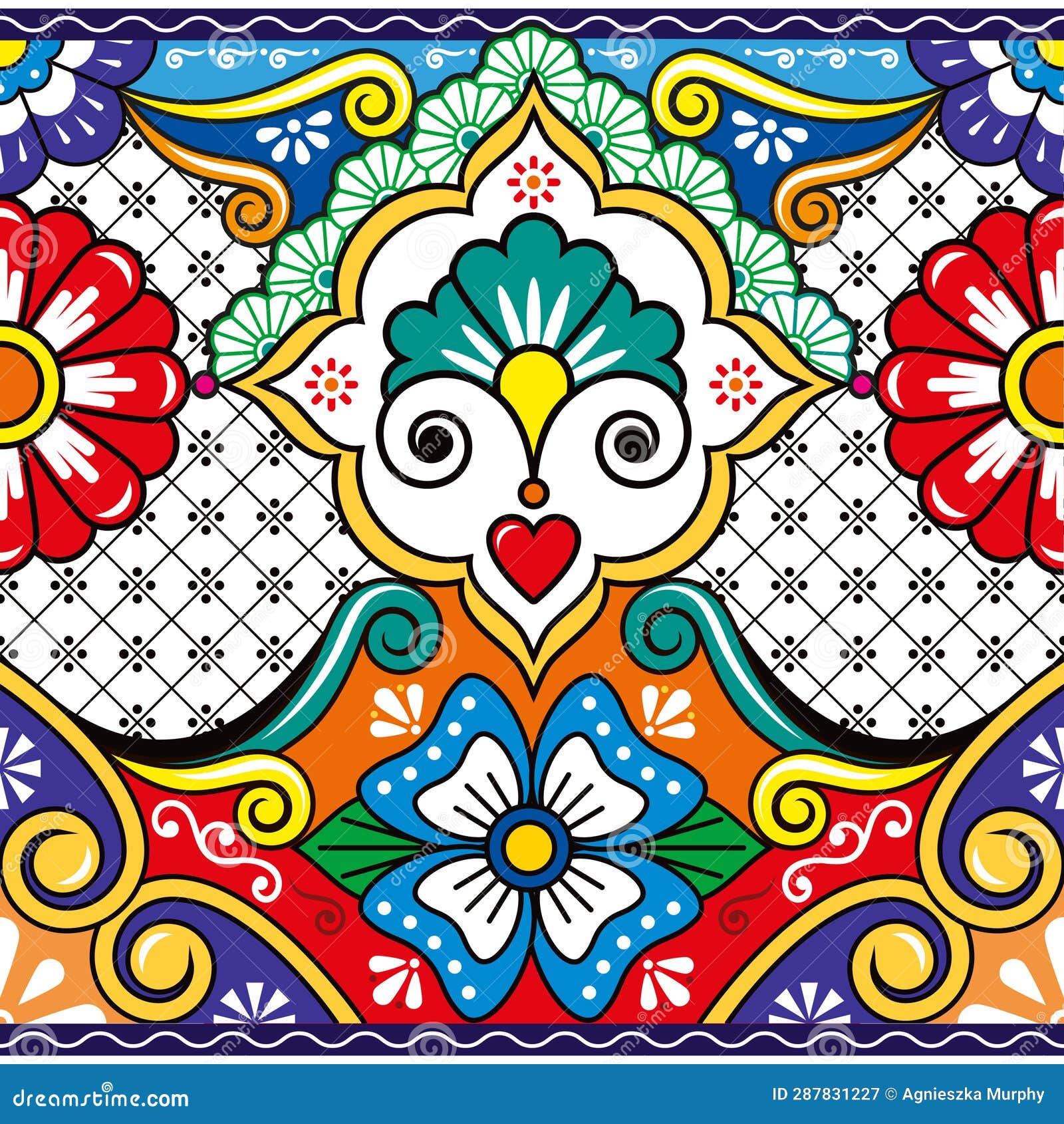 Pottery or Ceramics Style from Mexico Vector Seamless Pattern, Talavera ...