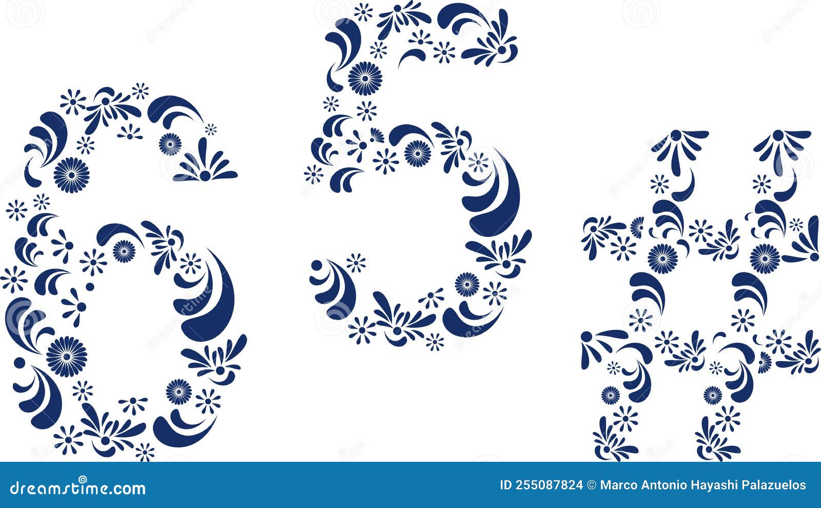 Mexican Talavera Symbols And Numbers Floriture Pattern Illustration Set ...