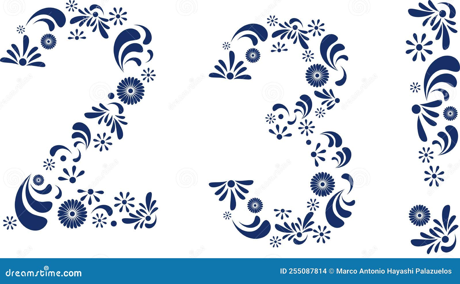 Mexican Talavera Symbols and Numbers Floriture Pattern Illustration Set ...
