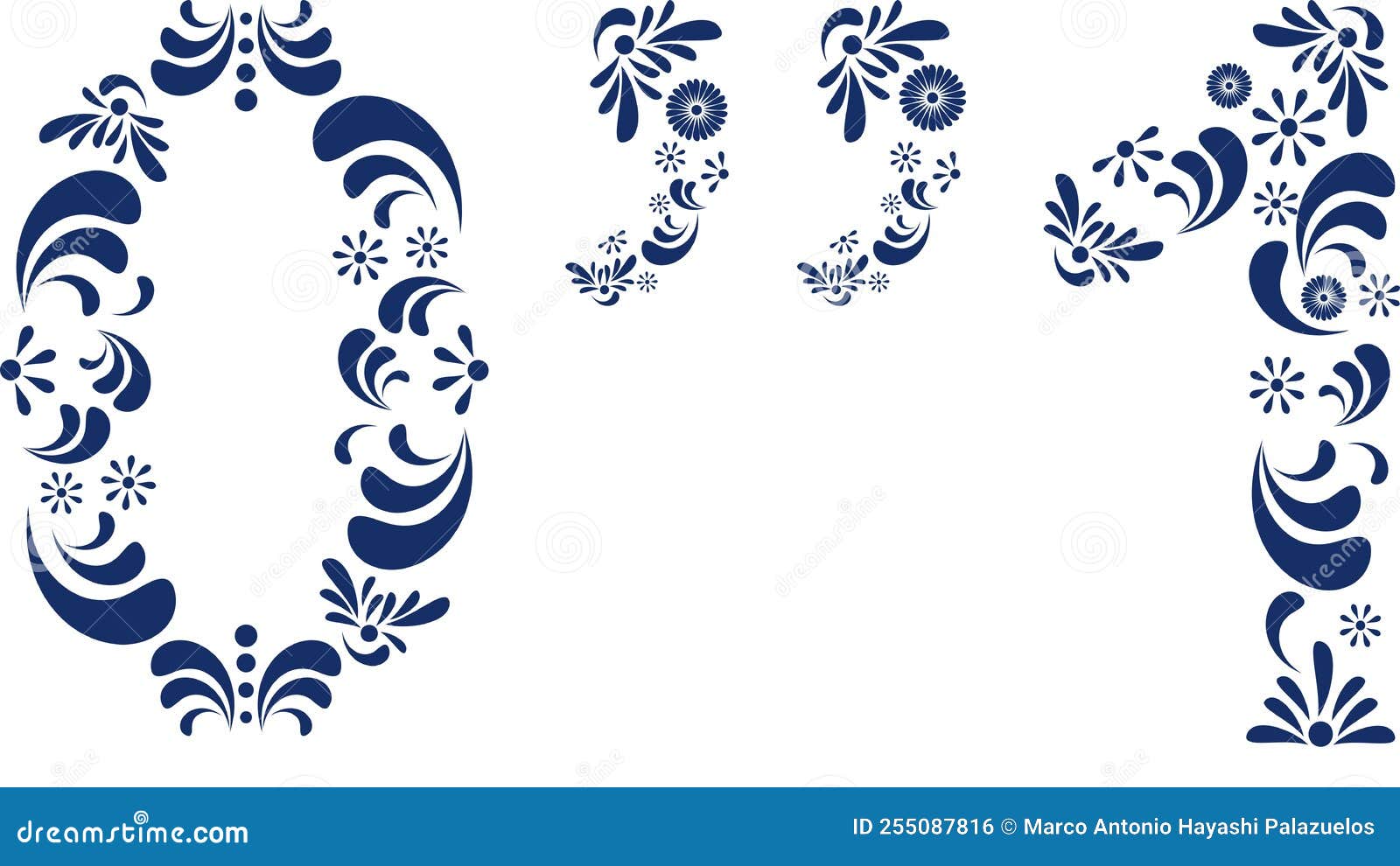 Mexican Talavera Symbols and Numbers Floriture Pattern Illustration Set ...