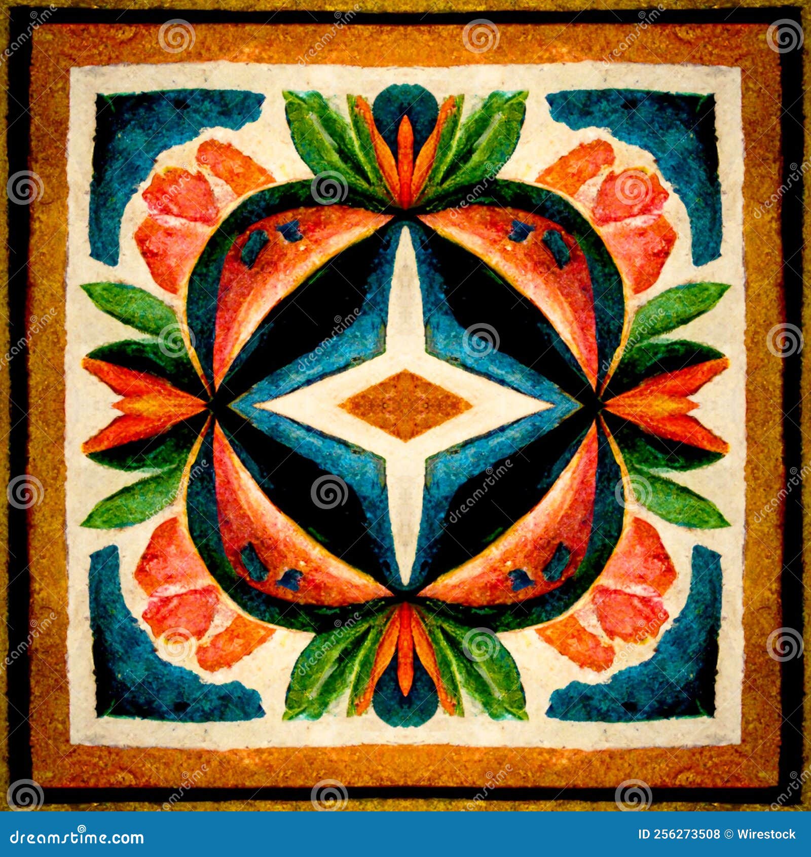 Mexican Talavera Tile Seamless Pattern Stock Illustration ...