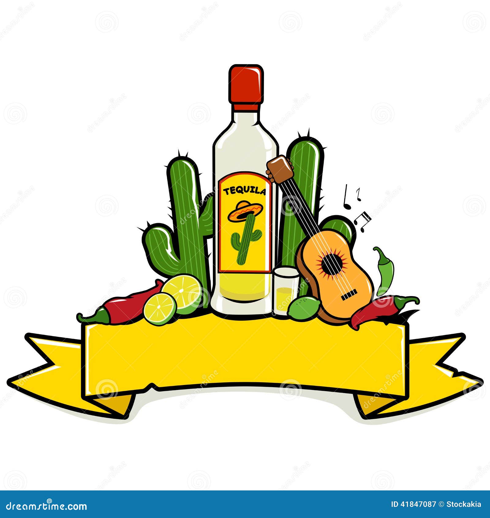 Mexican Tequila and Guitar Music Banner. Cinco De Mayo Mexican Party ...