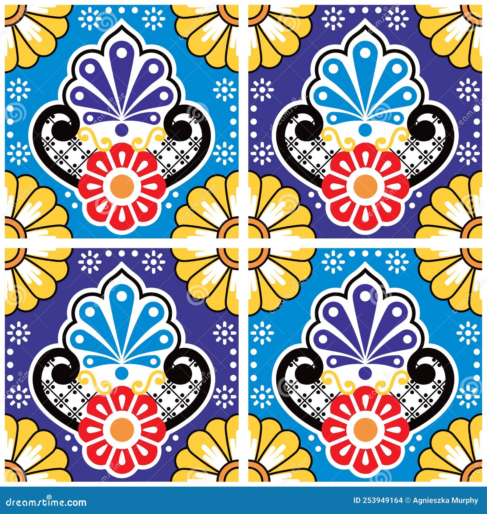 Tile Seamless Vector Pattern Inspired by Folk Art from Mexico with ...