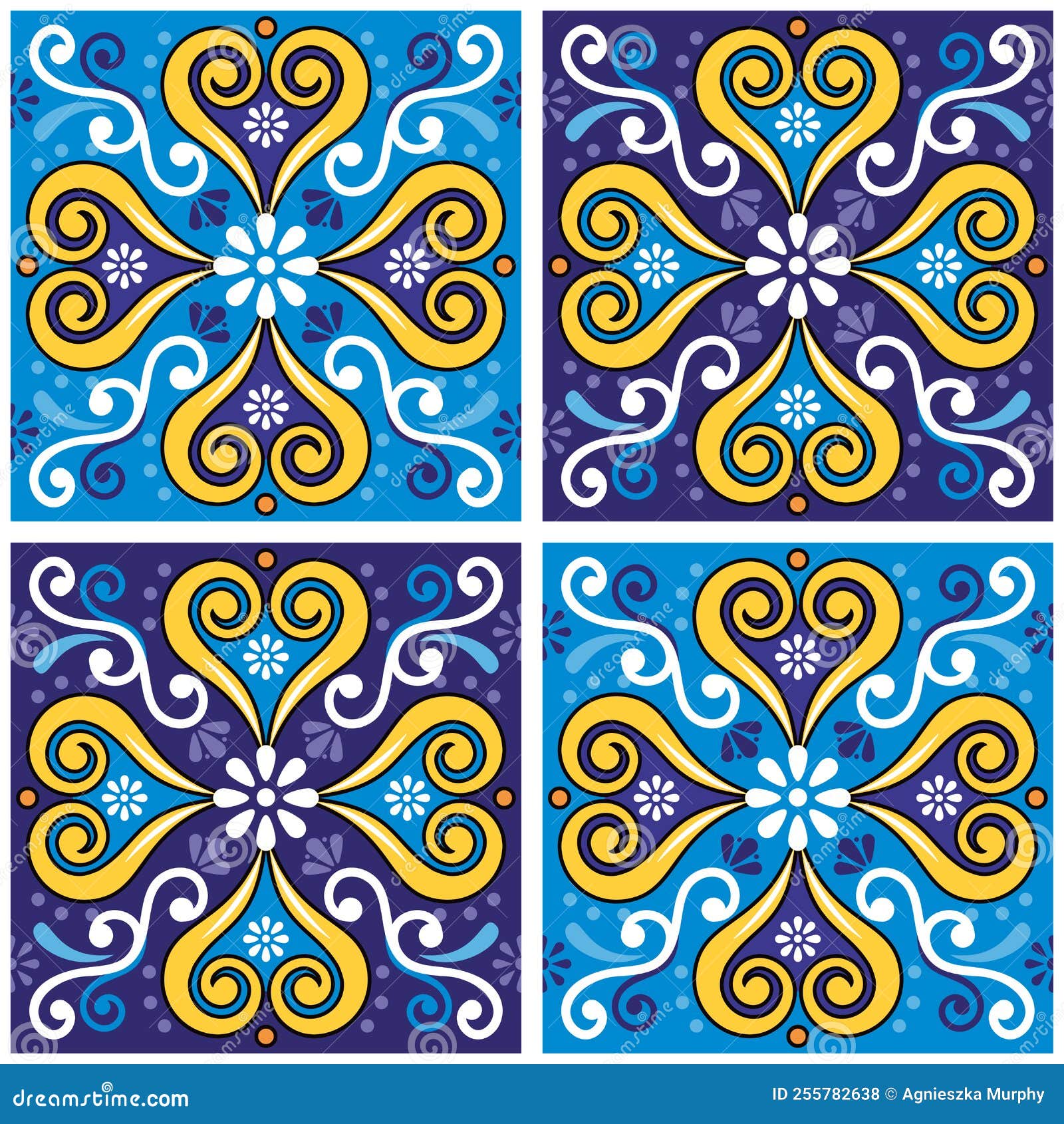 Seamless Tile Vector Pattern Inspired by Talavera Art from Mexico ...
