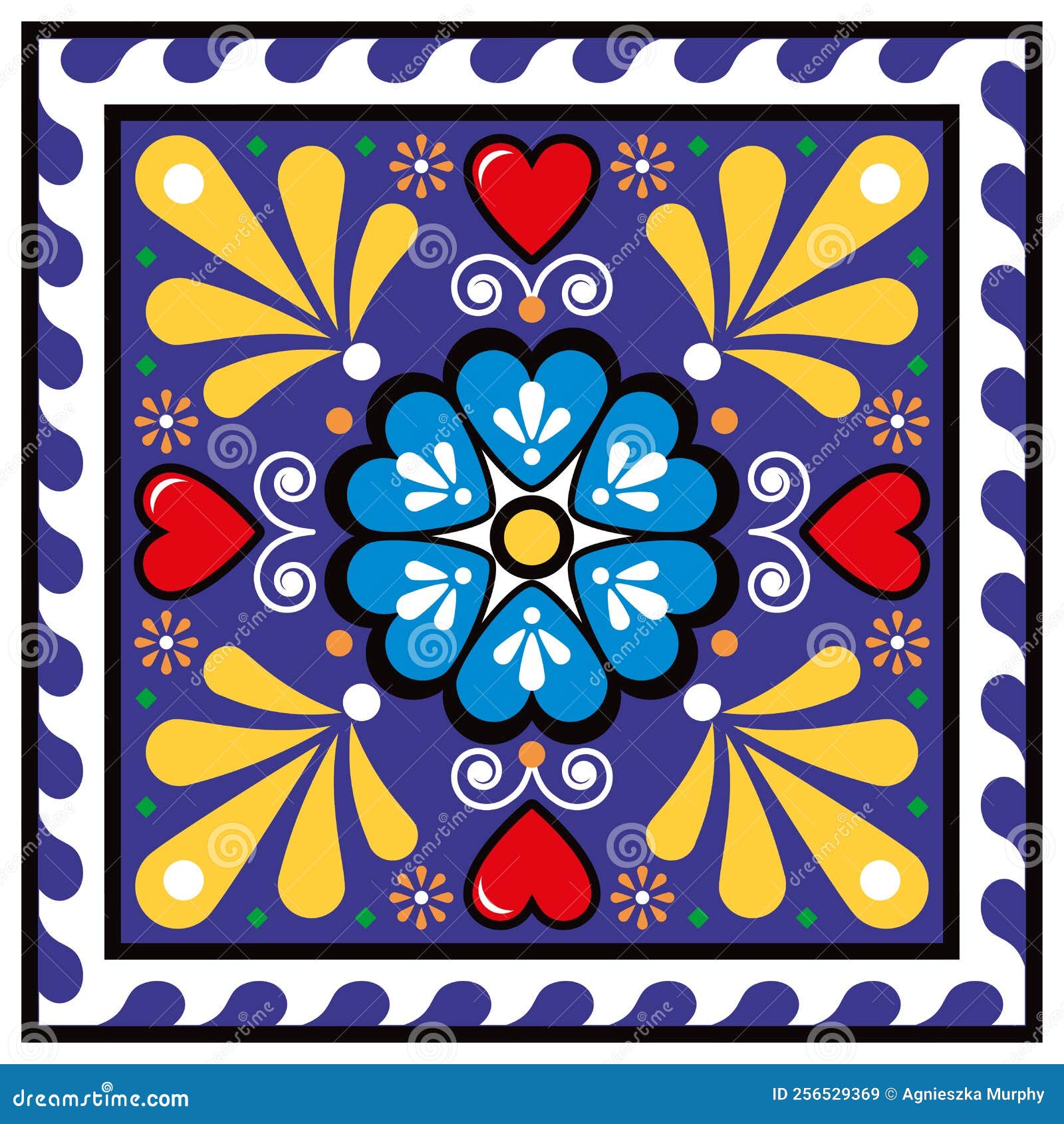 Mexican Talavera Cermic Tile Vector Single and Seamless Pattern with ...