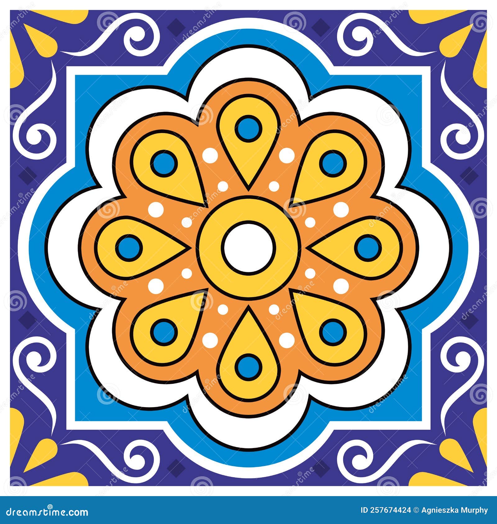 Mexican Talavera Single Vector Seamless Pattern, Vibrant Design with ...