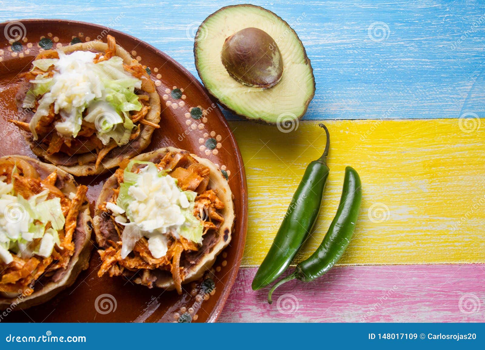 Mexican tinga sopes stock image. Image of cuisine, flour - 148017109