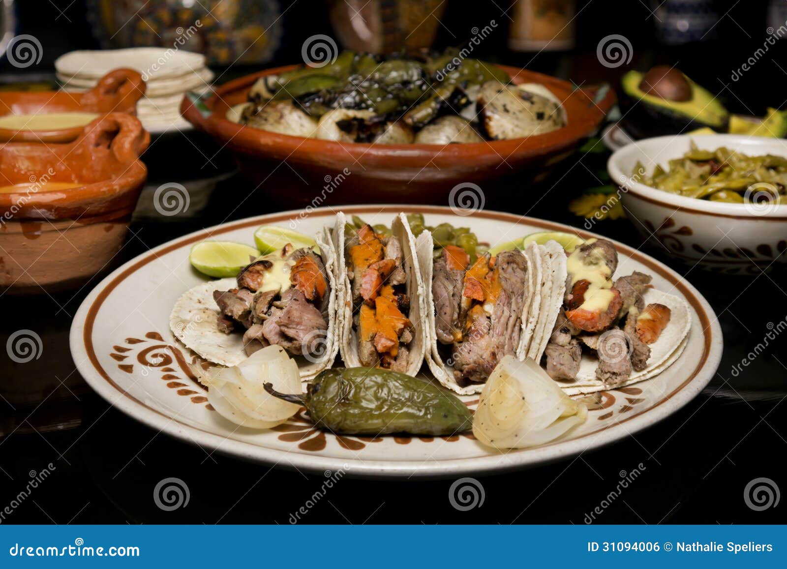 Mexican Traditional Beef Taco Dinner Stock Photo - Image of mexican ...