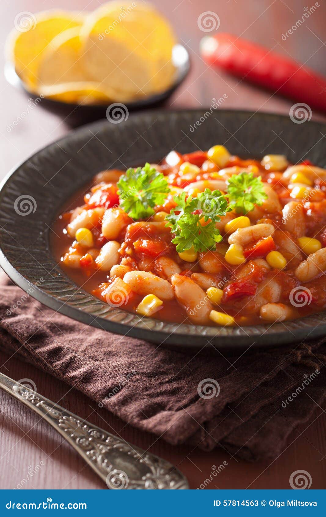 Mexican Veggie Chilli in Plate Stock Image - Image of closeup, cooking ...