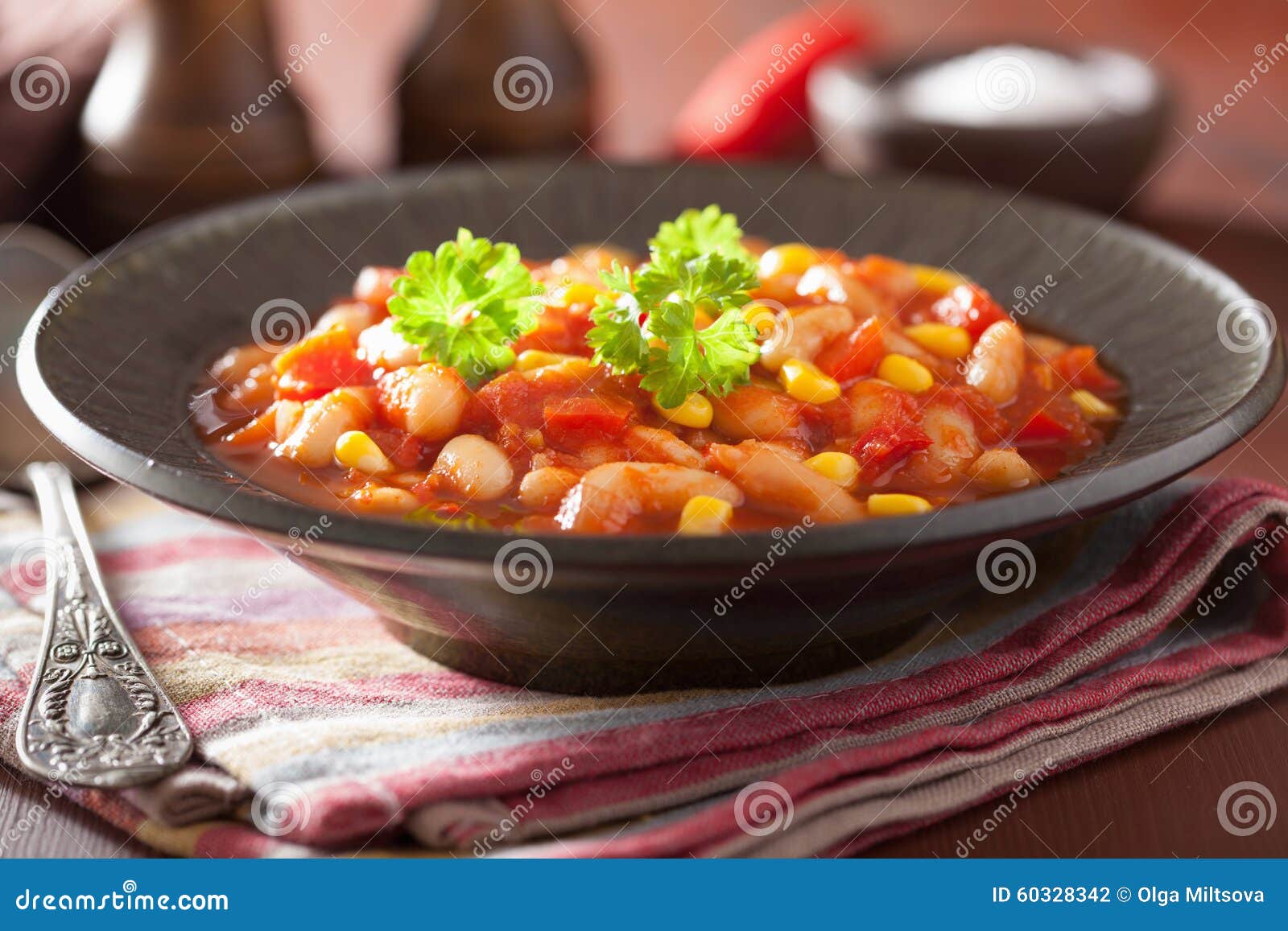 Mexican Veggie Chilli in Plate Stock Photo - Image of food, dinner ...