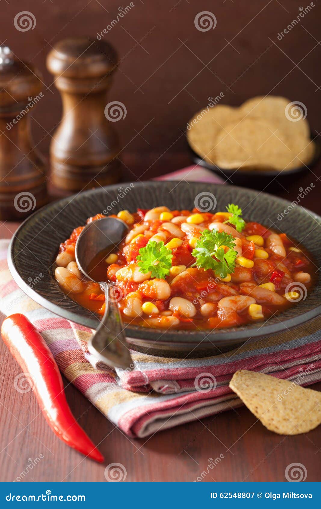 Mexican Veggie Chilli in Plate Stock Image - Image of closeup, rustic ...