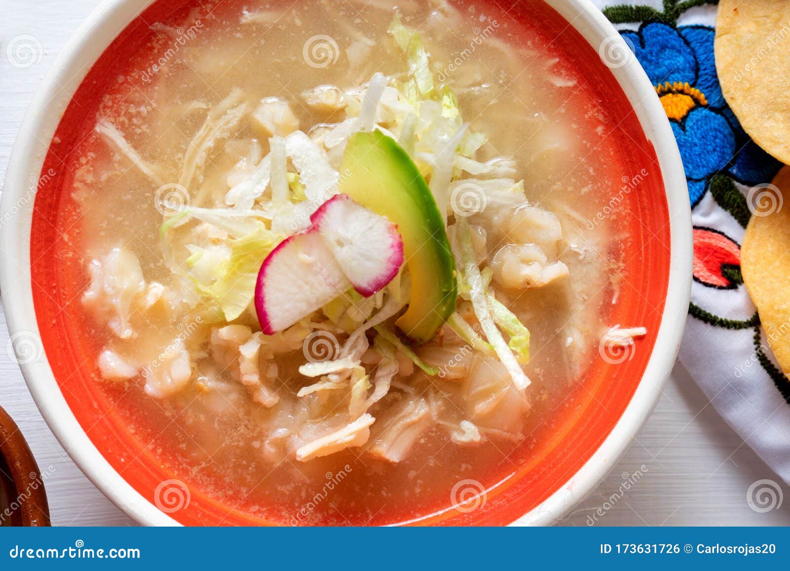 Mexican white pozole soup stock photo. Image of mexican - 173631726