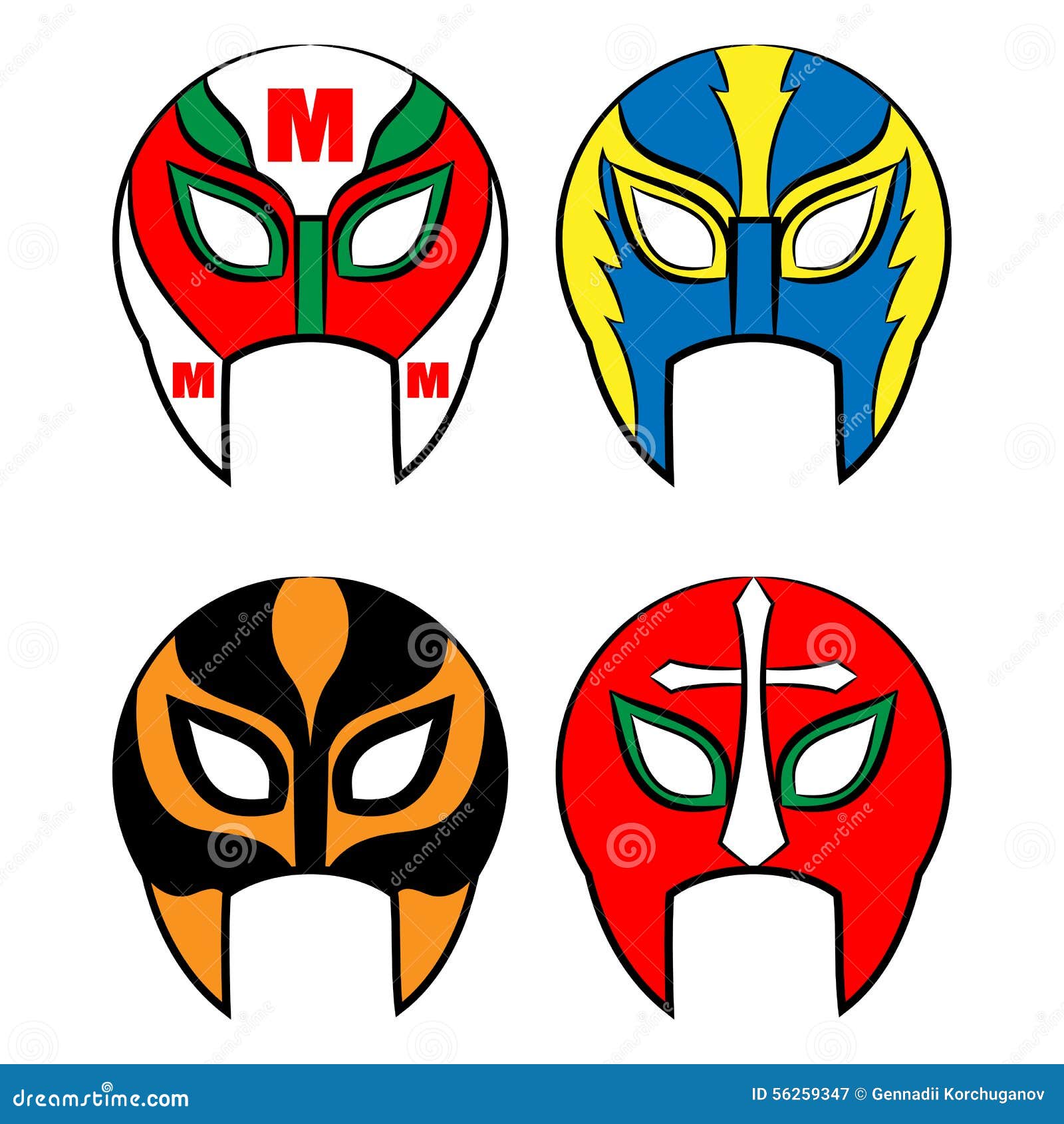 Wrestler Masks. Mexican Martial Fighters Sport Clothes Colored Lucha ...