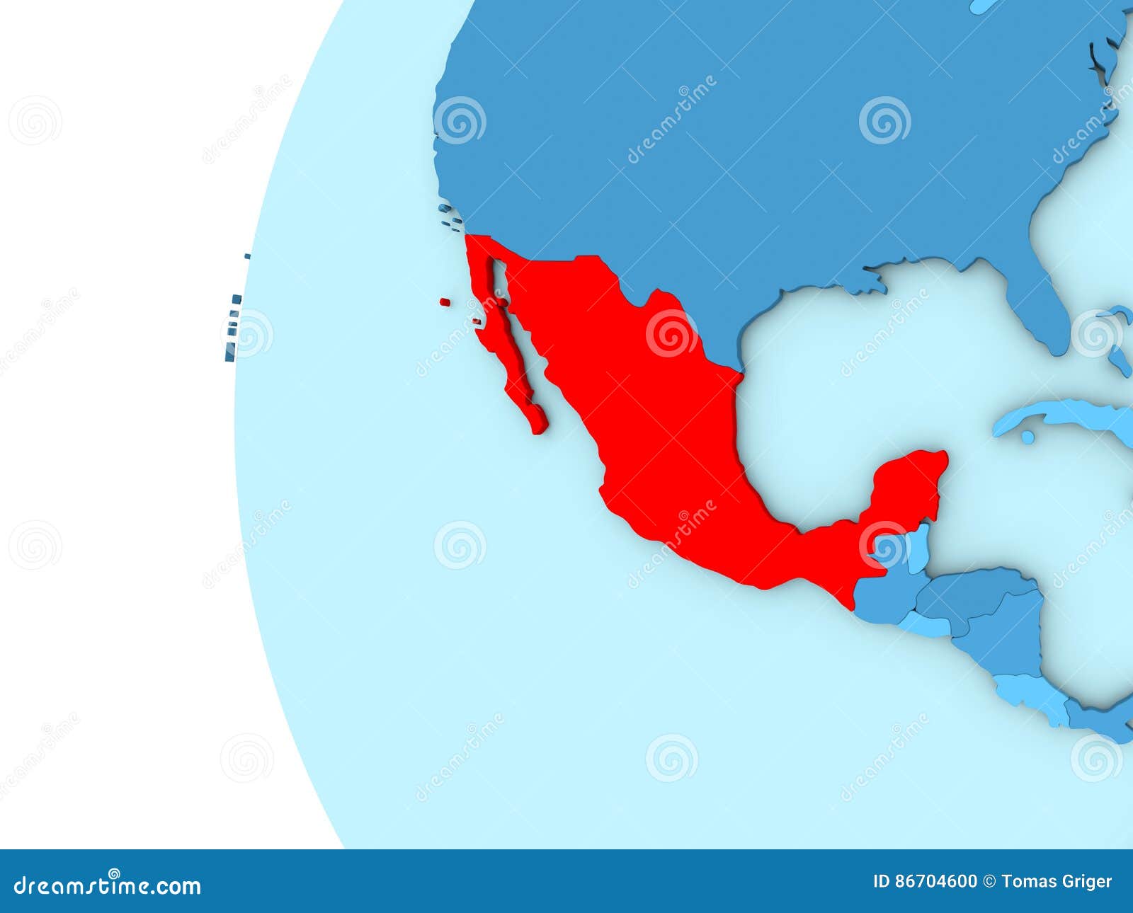 Mexico on blue globe stock illustration. Illustration of international ...