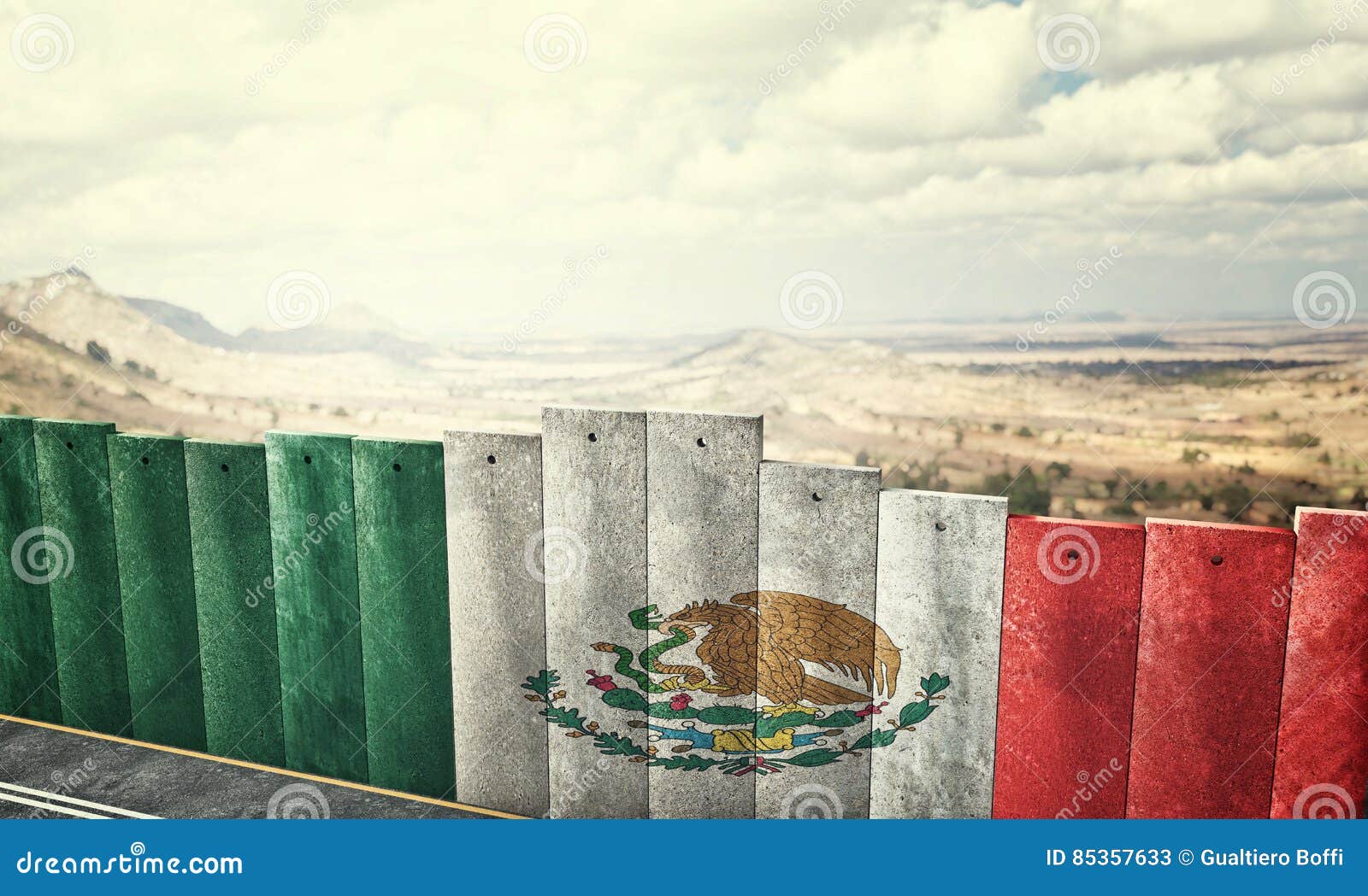 Mexico border wall stock illustration. Illustration of states - 85357633