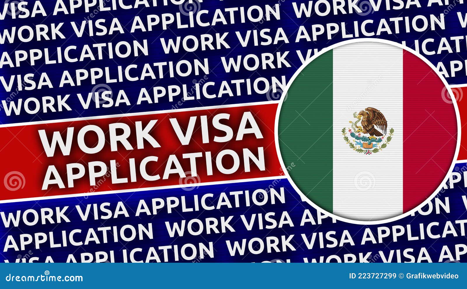 Mexico Circular Flag with Work Visa Application Titles Stock ...