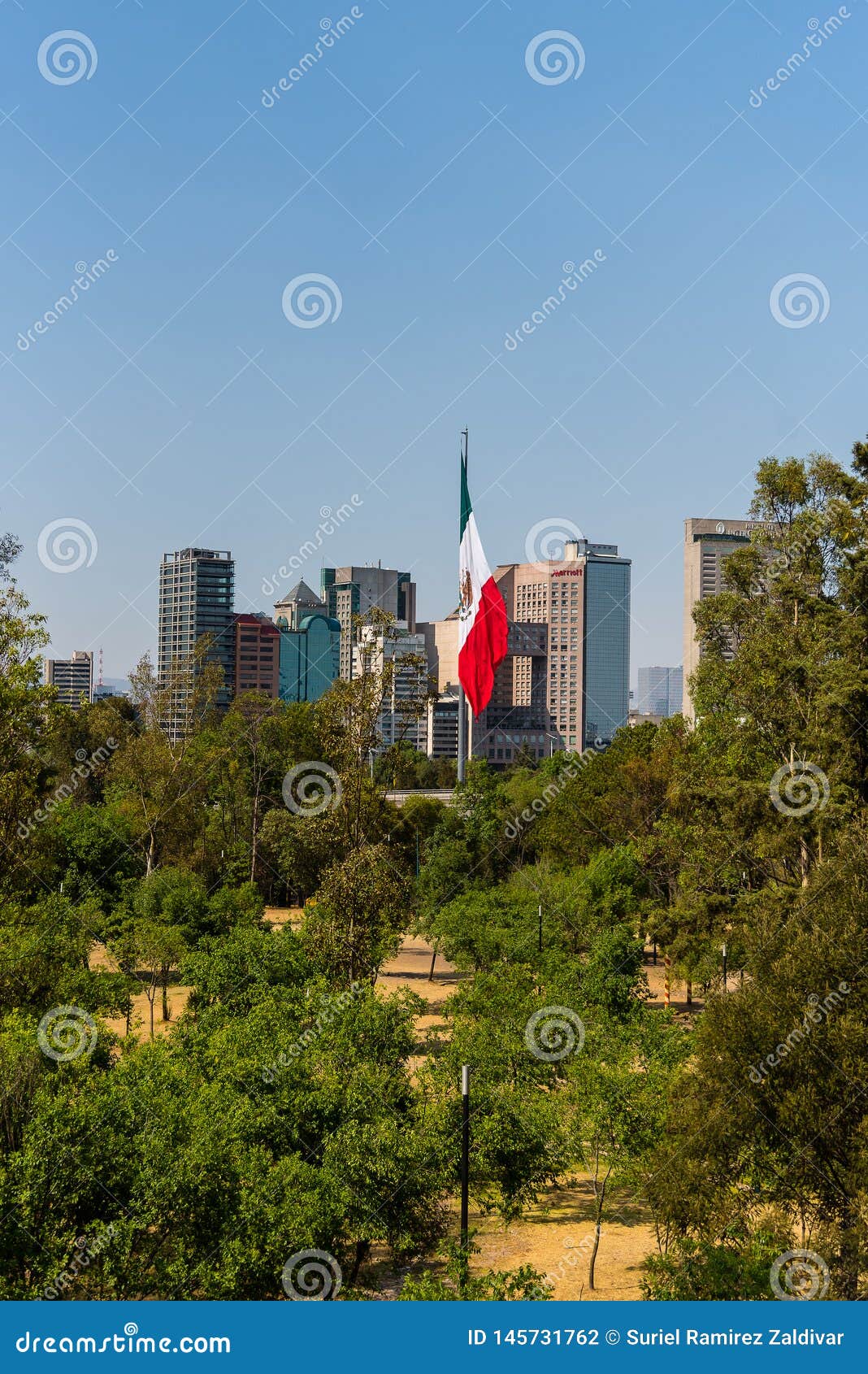 Mexican Flag Mexico City - Panoramic View Editorial Photography - Image ...