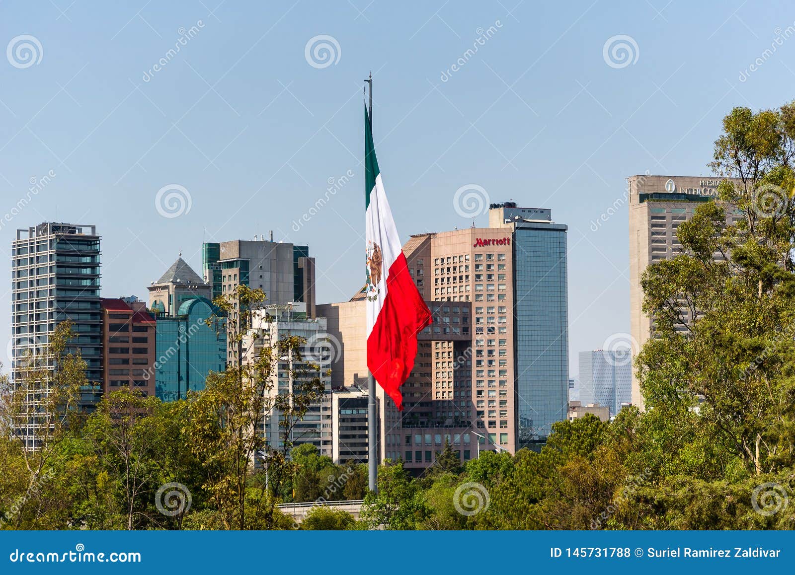 Mexican Flag Mexico City - Panoramic View Editorial Stock Photo - Image ...