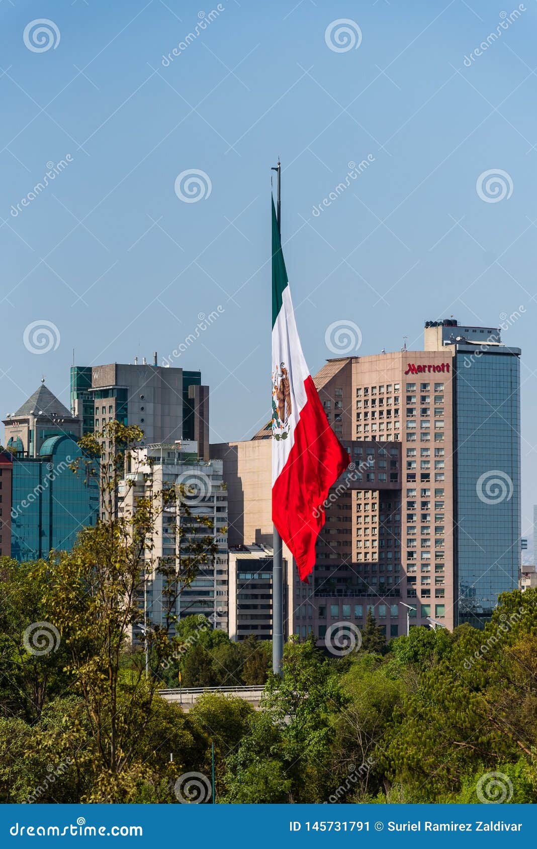 Mexican Flag Mexico City - Panoramic View Editorial Photo - Image of ...