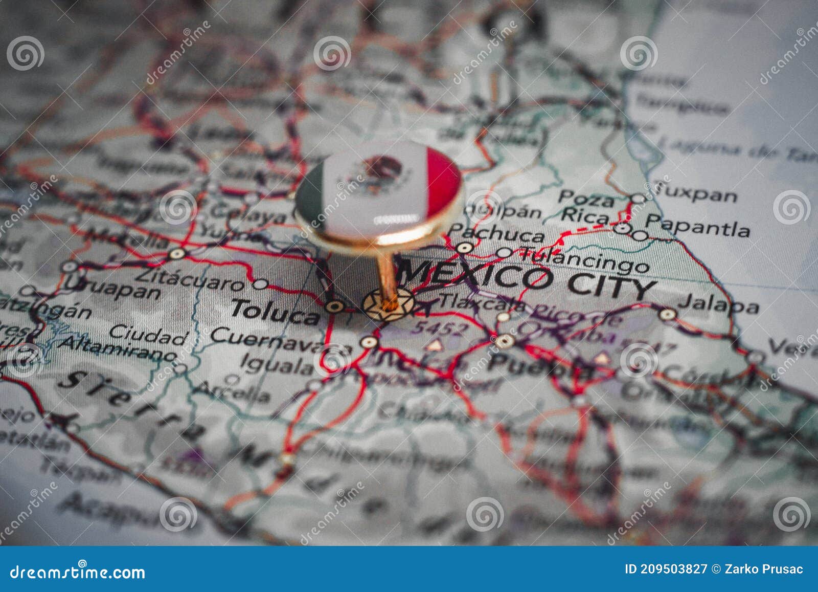 Mexico City Pinned on a Map with the Flag of Mexico Stock Image - Image ...