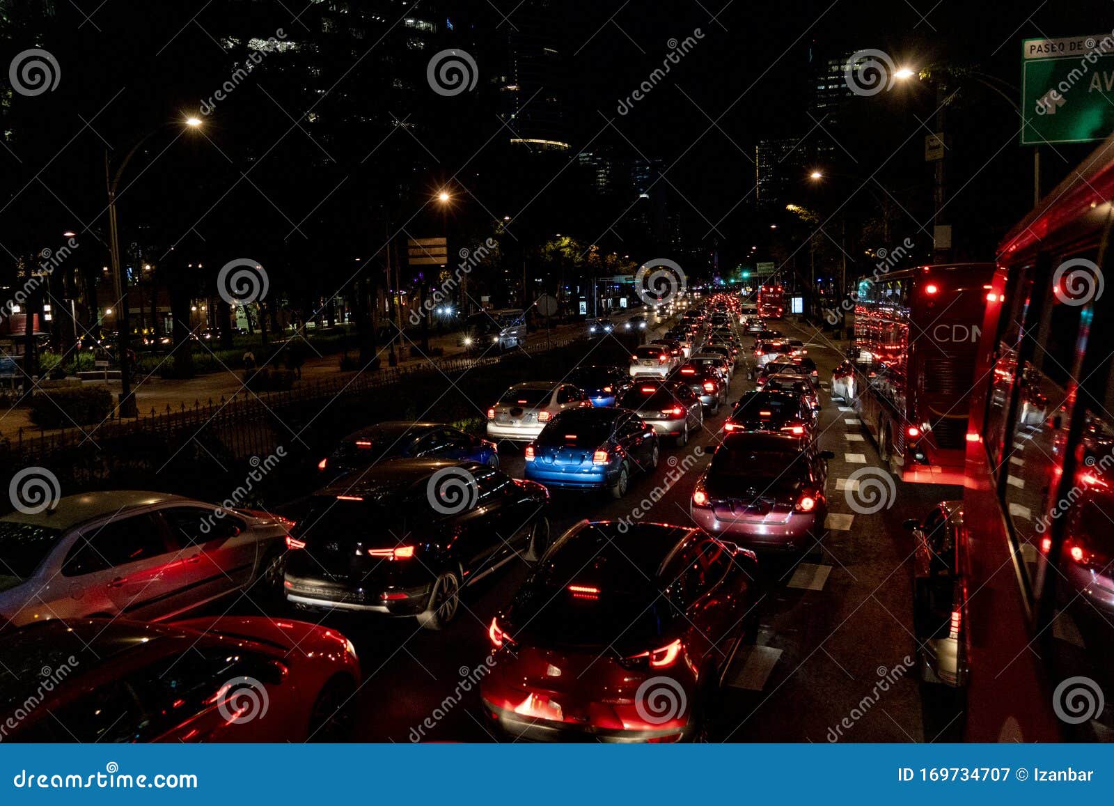 Mexico City Traffic Jam at Night Stock Image - Image of transport ...