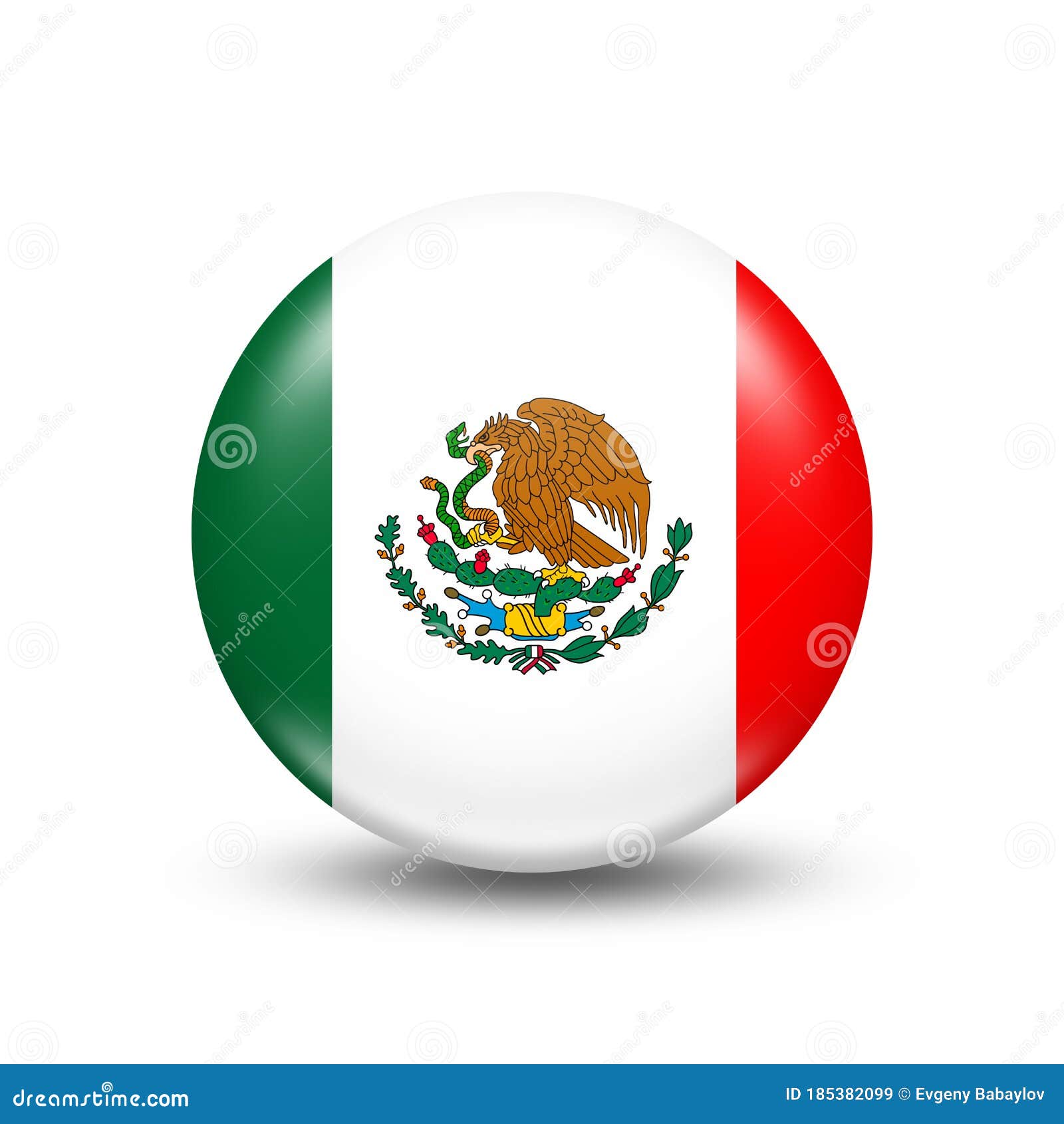 Mexico Country Flag in Sphere with White Shadow Stock Illustration ...