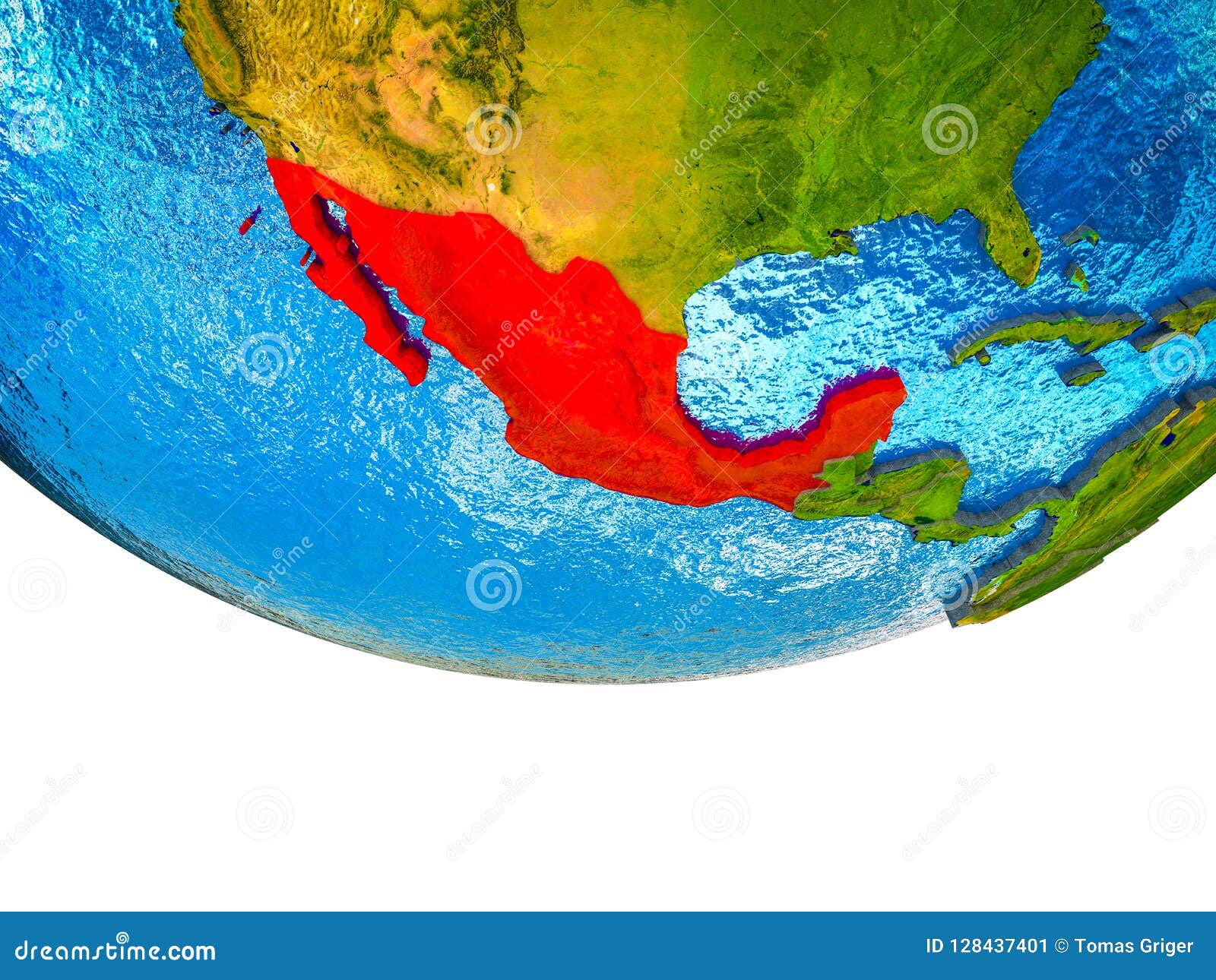 Mexico on 3D Earth stock illustration. Illustration of mexico - 128437401