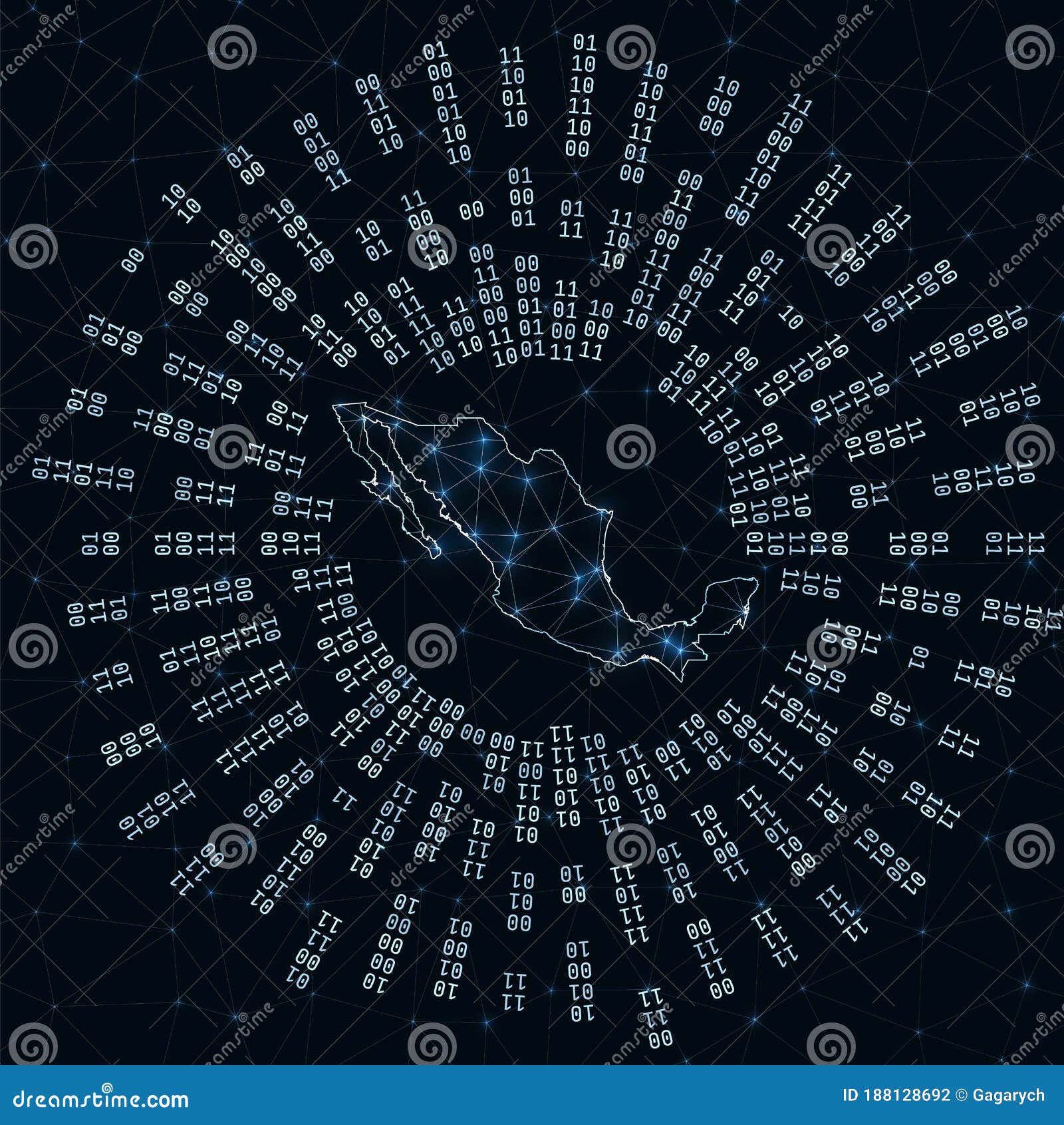 Mexico digital map. stock vector. Illustration of fractal - 188128692