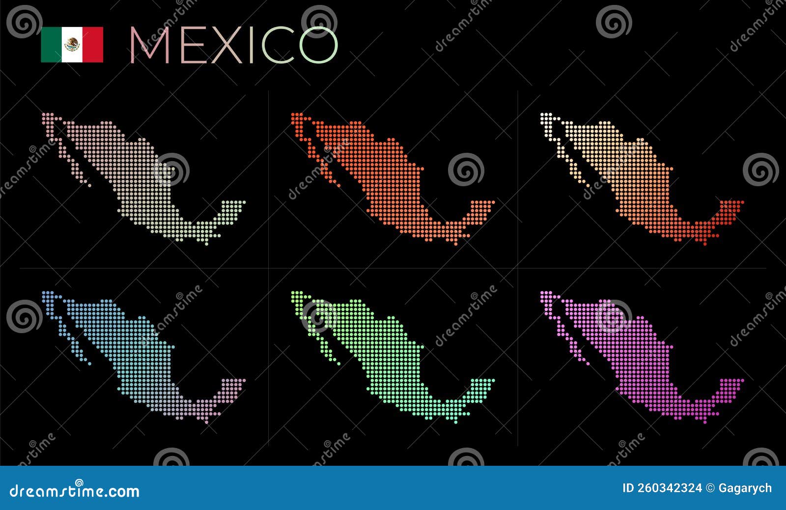 Mexico dotted map set. stock vector. Illustration of abstract - 260342324