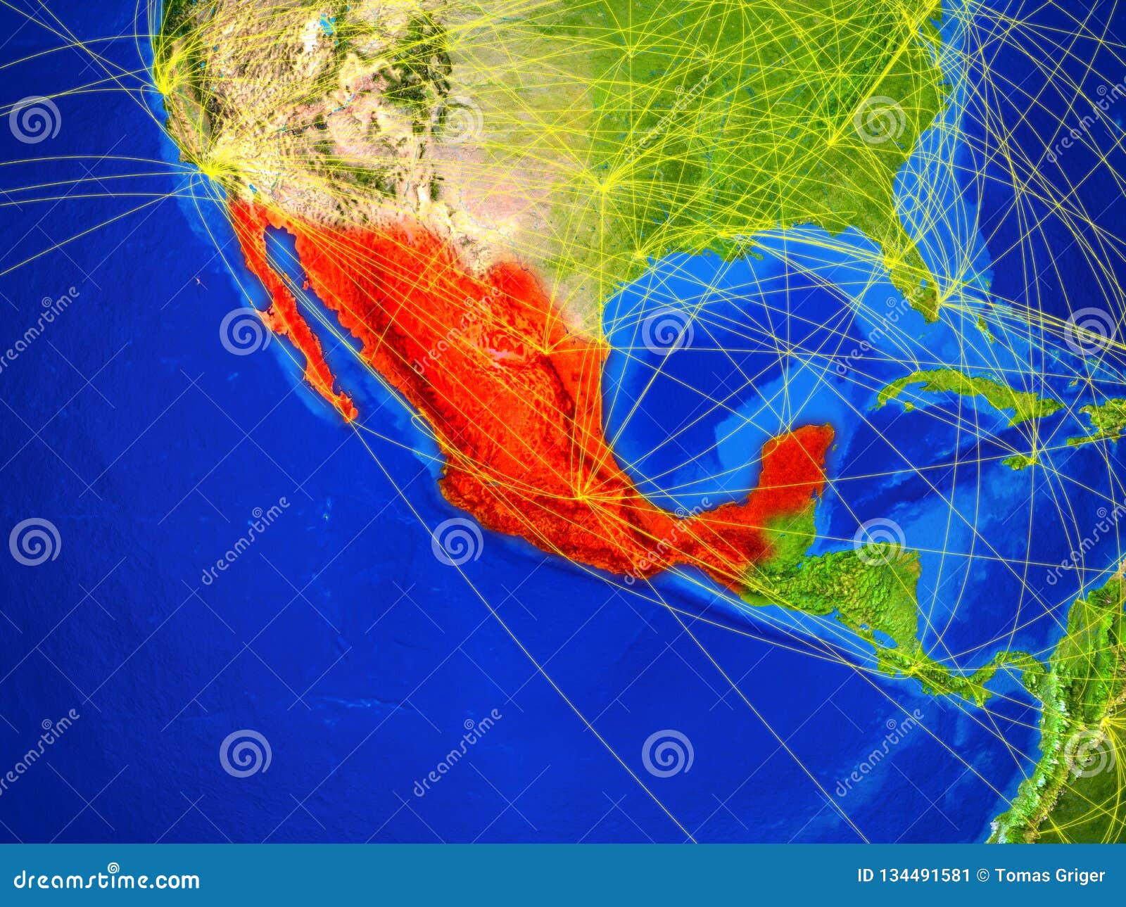 Mexico on Earth with Network Stock Illustration - Illustration of ...