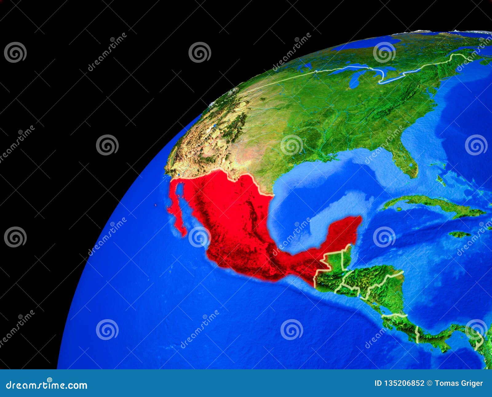 Mexico on Earth from space stock illustration. Illustration of global ...