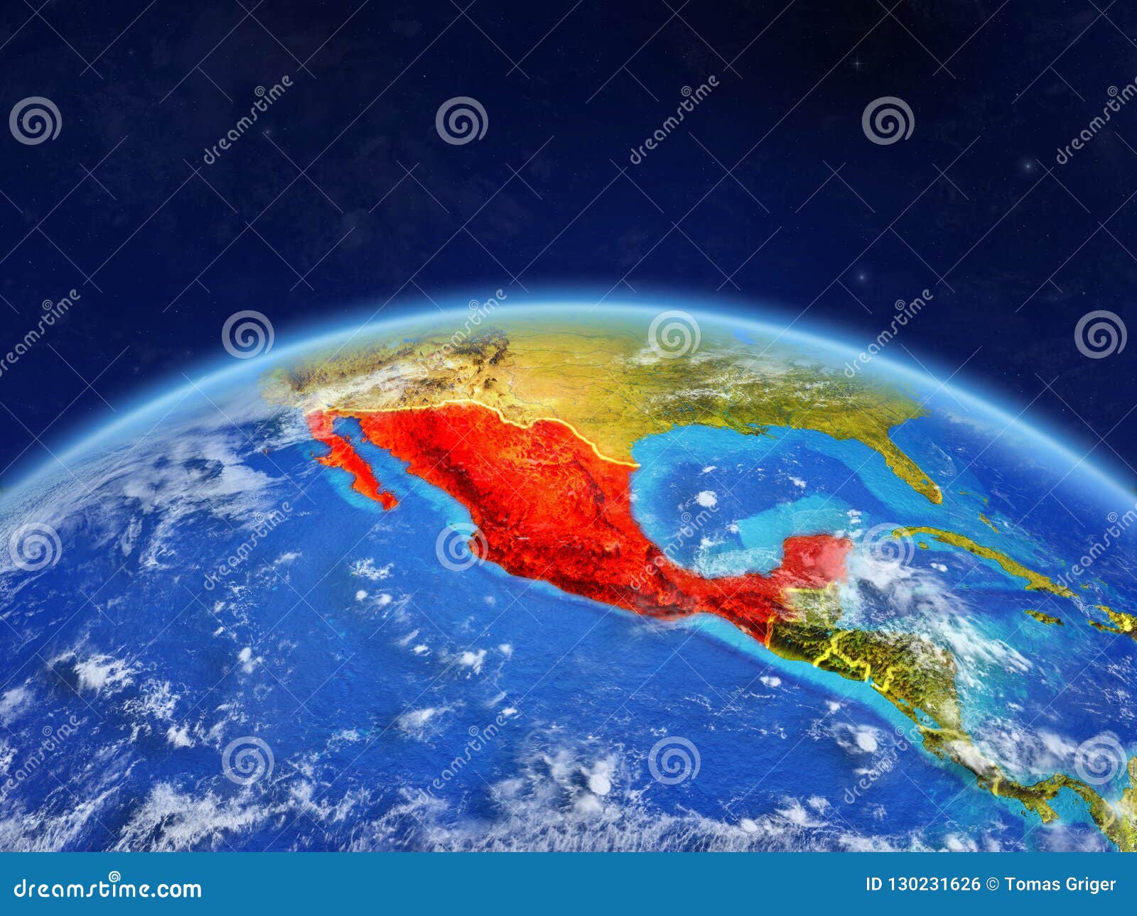 Mexico on Earth from space stock illustration. Illustration of render ...