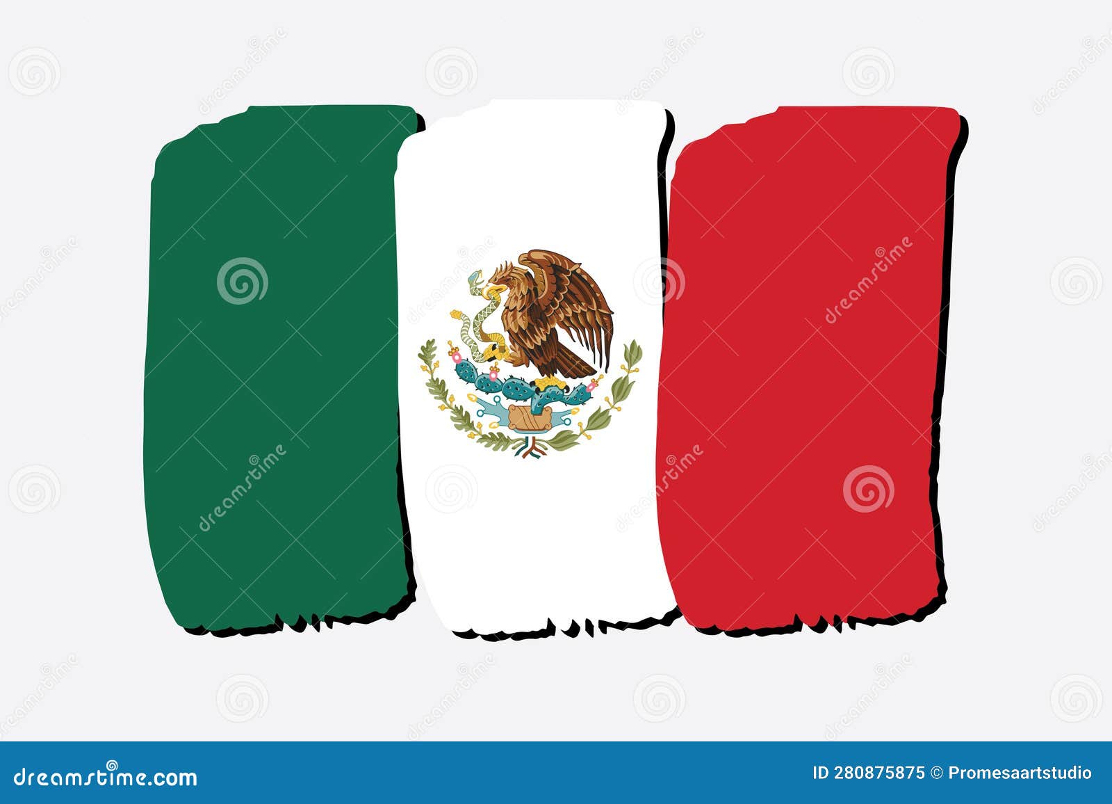 Mexico Flag with Colored Hand Drawn Lines in Vector Format Stock ...