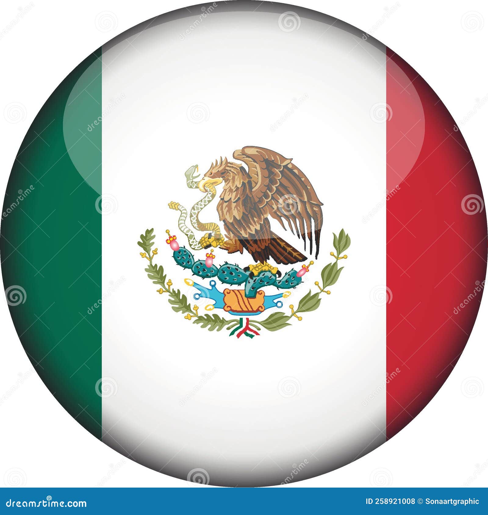 Mexico Flag 3d Round Style Vector Eps File Stock Vector - Illustration ...