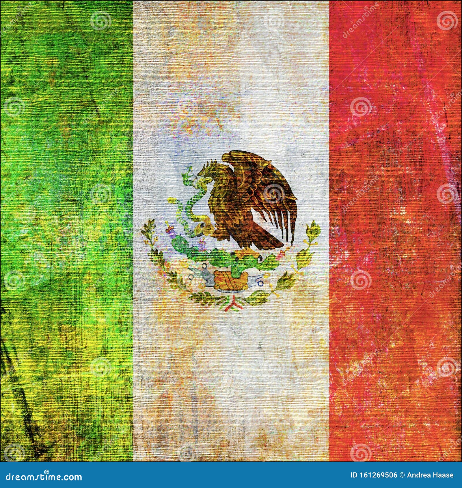 Mexico Flag in Grunge Style Stock Illustration - Illustration of green ...