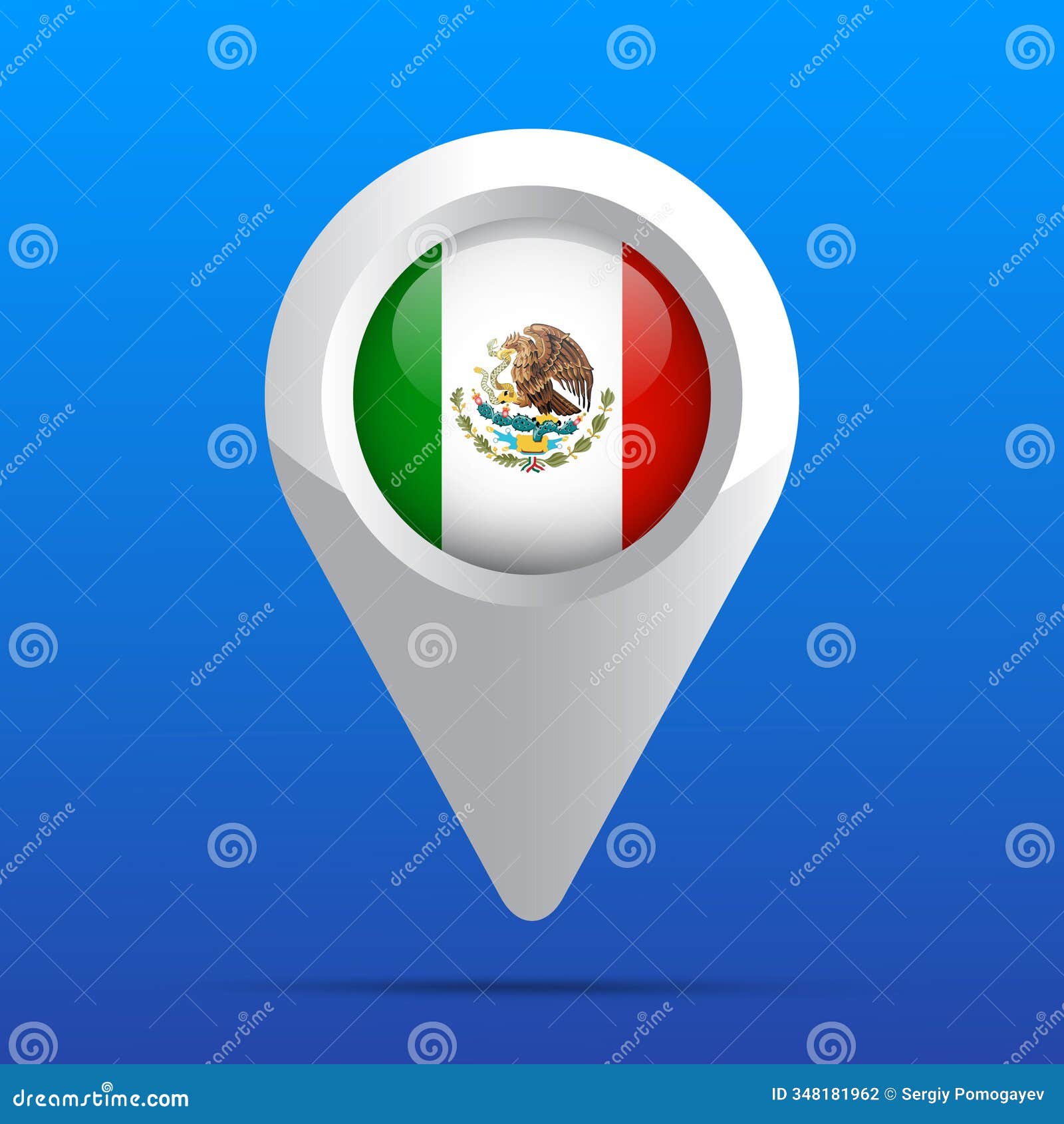 Mexico Flag Map Icon. Glossy Icon Stock Illustration - Illustration of ...