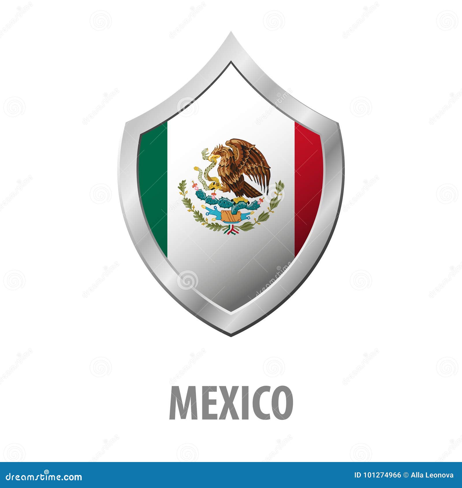 Mexico Flag on Metal Shiny Shield Illustration. Stock Illustration ...