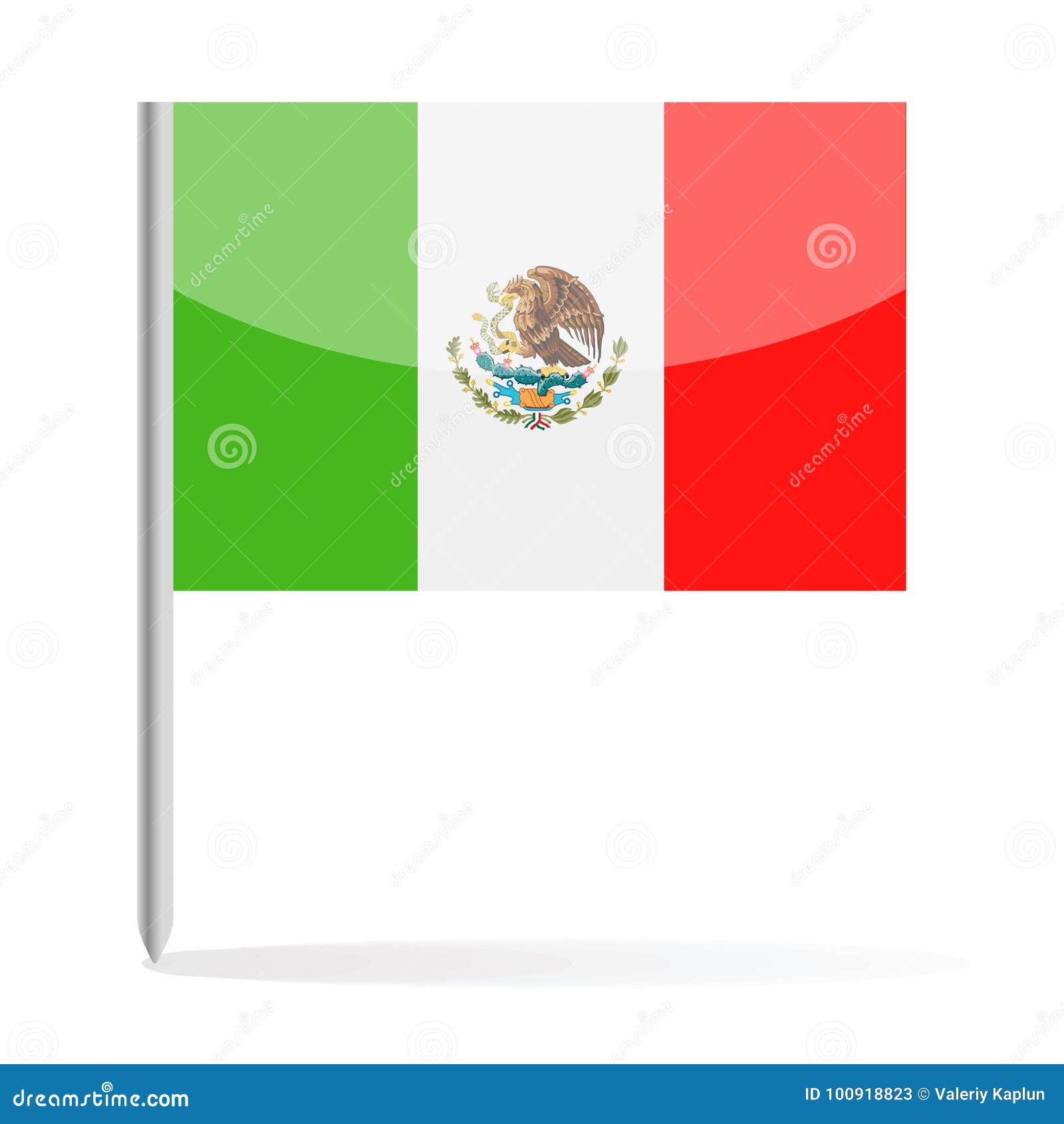 Mexico Flag Pin Vector Icon Stock Illustration - Illustration of badge ...