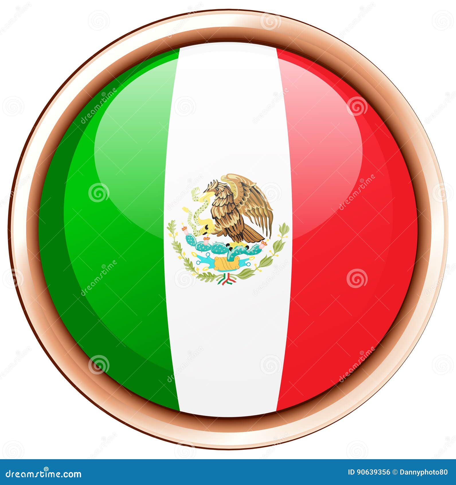 Mexico flag on round frame stock vector. Illustration of sticker - 90639356