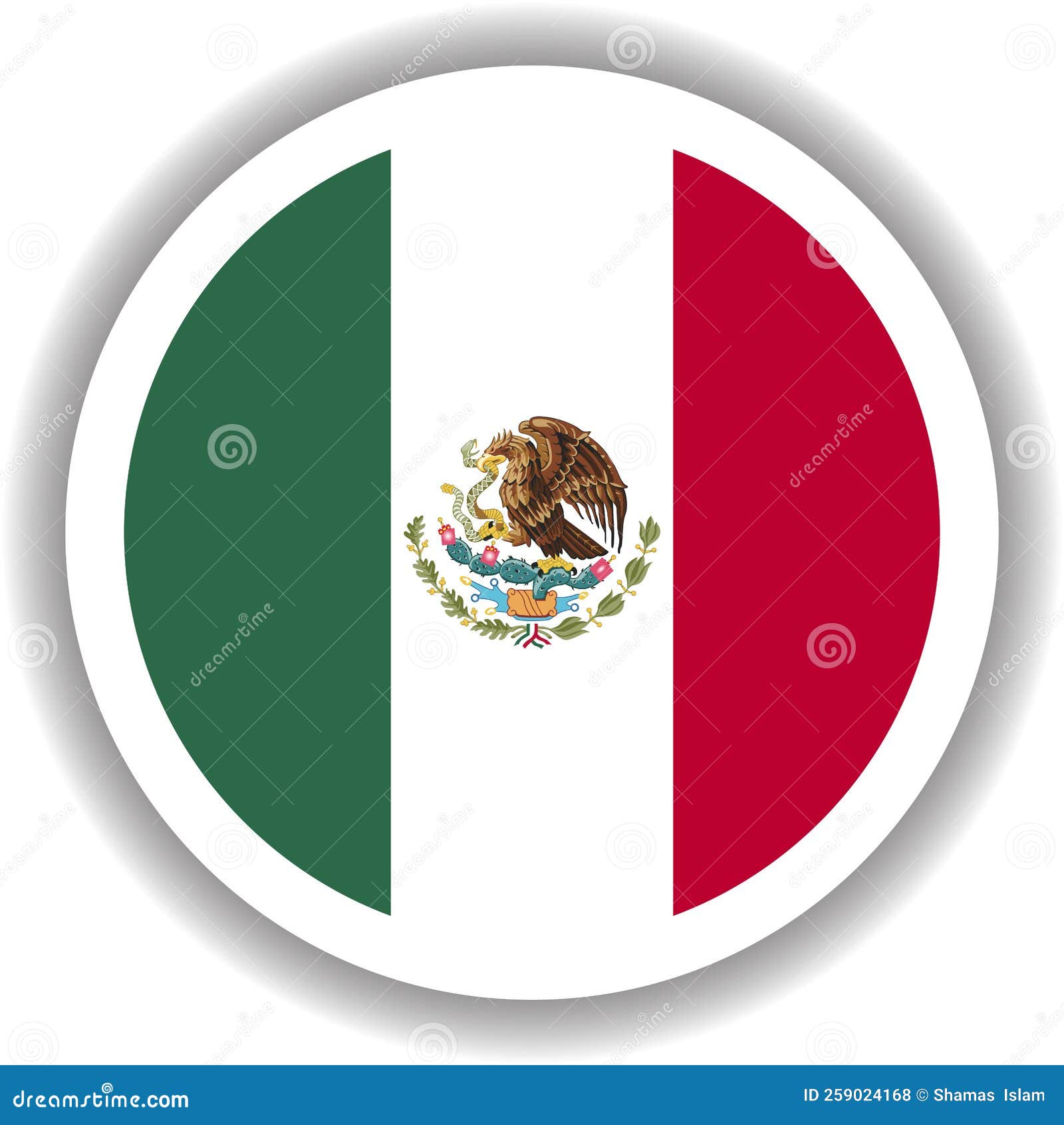 Mexico Flag Round Shape Vectors Stock Vector - Illustration of world ...