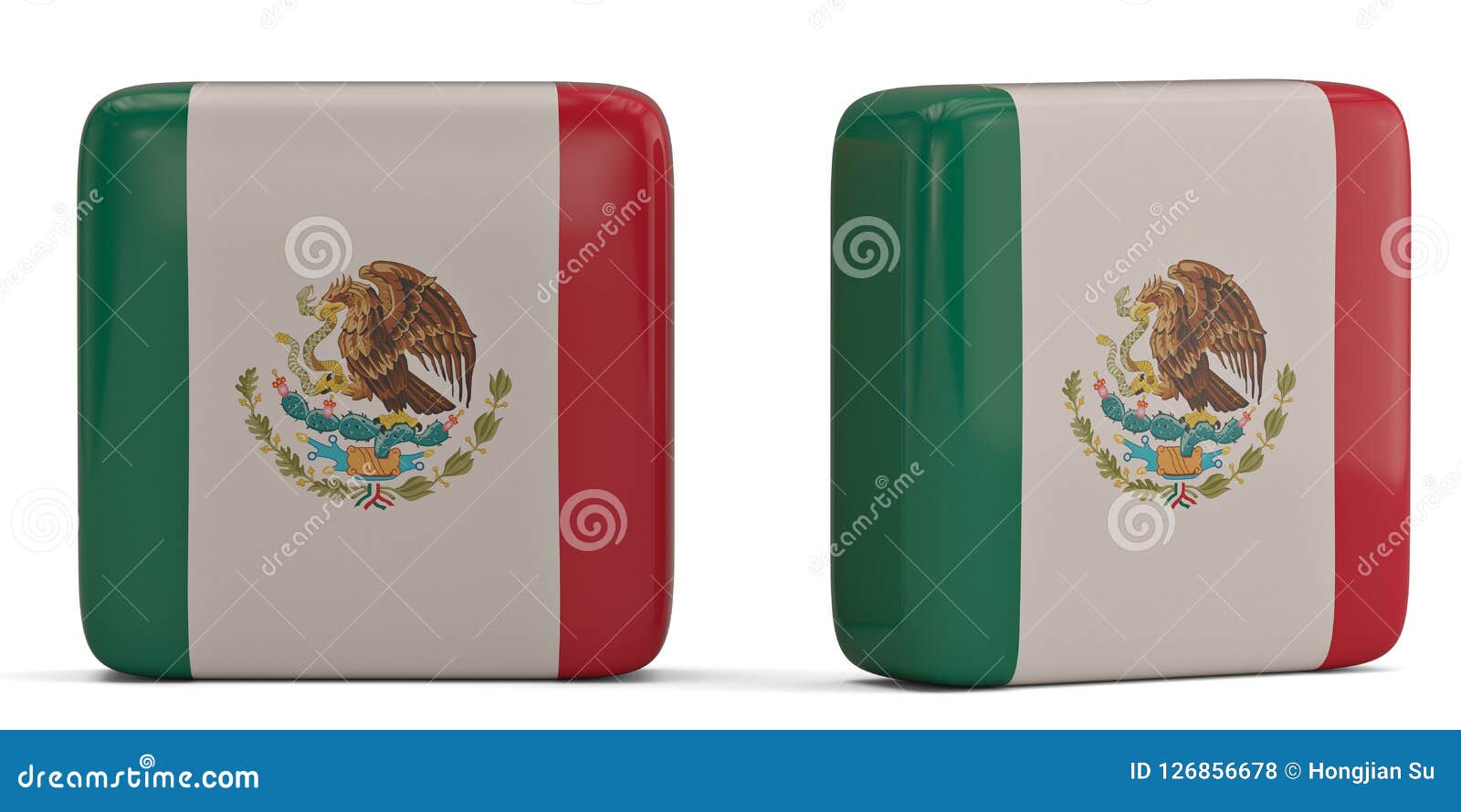 Mexico Flag Square Symbol Isolated on White Background. 3D Illus Stock ...