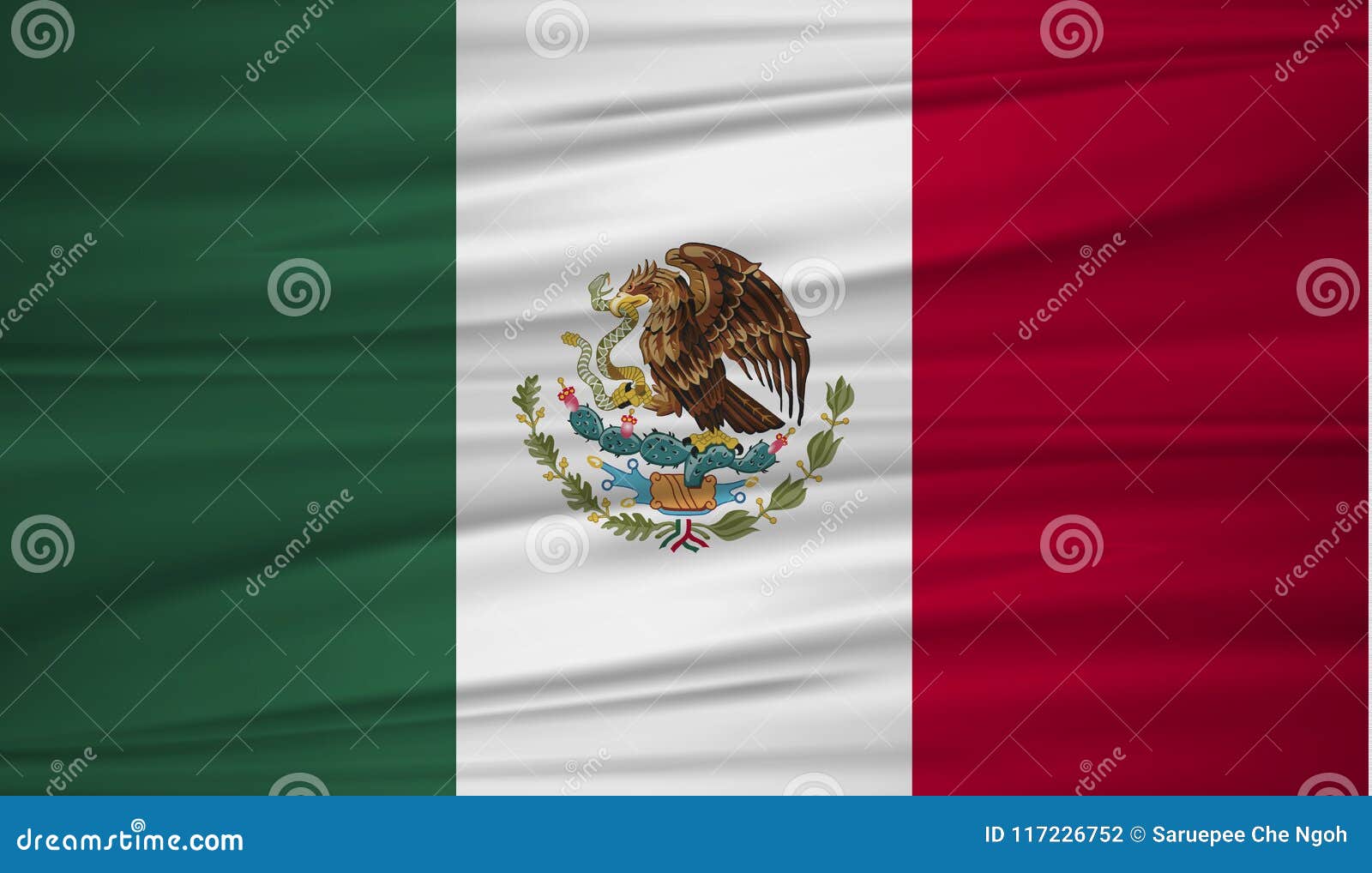 Mexico Flag Vector. Vector Flag Of Mexico Blowig In The Wind. Mexican ...