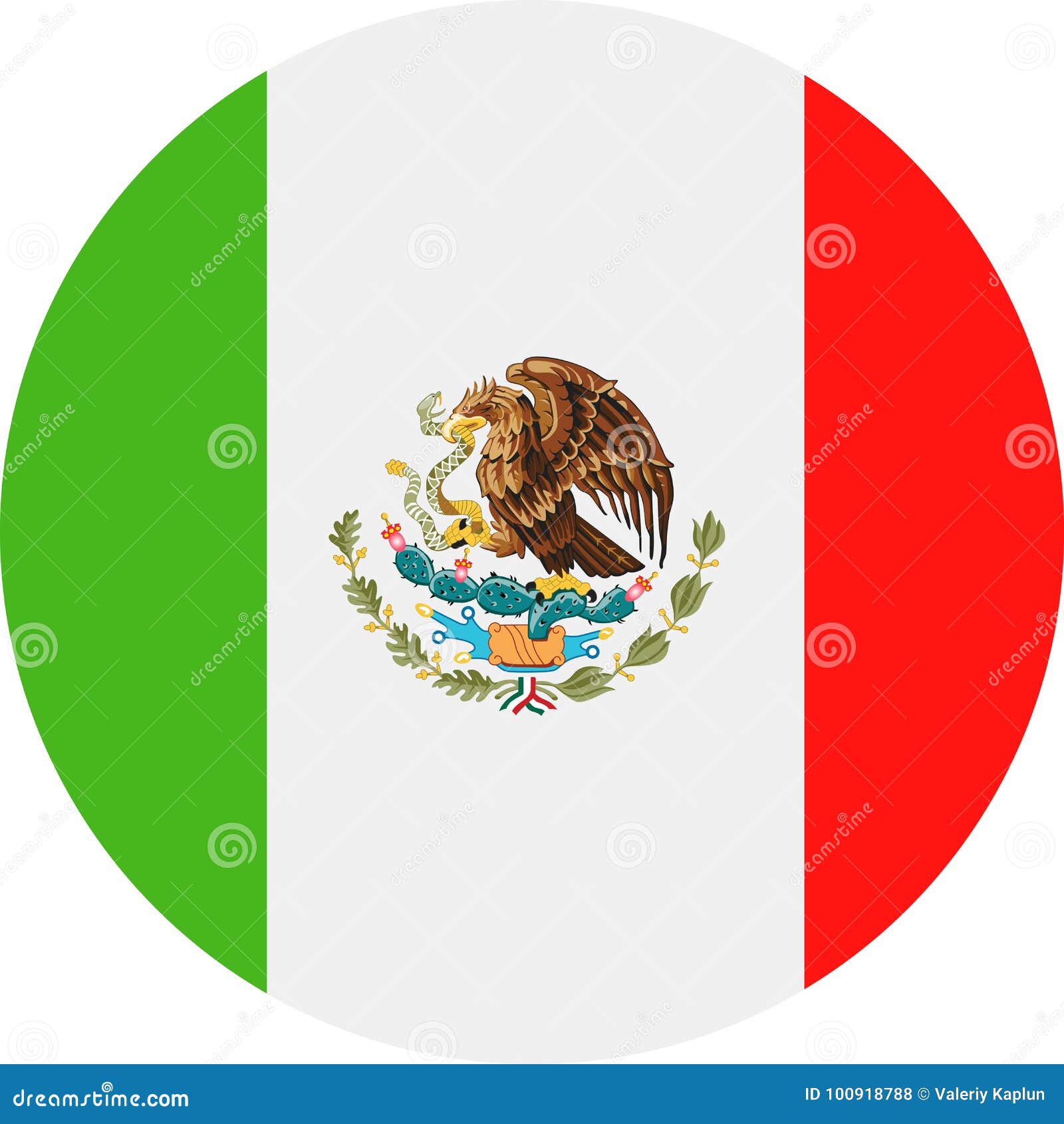 Mexico Flag Vector Round Flat Icon Stock Illustration - Illustration of ...