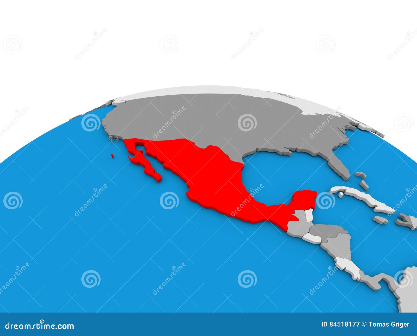 Mexico on globe in red stock illustration. Illustration of highlighted ...