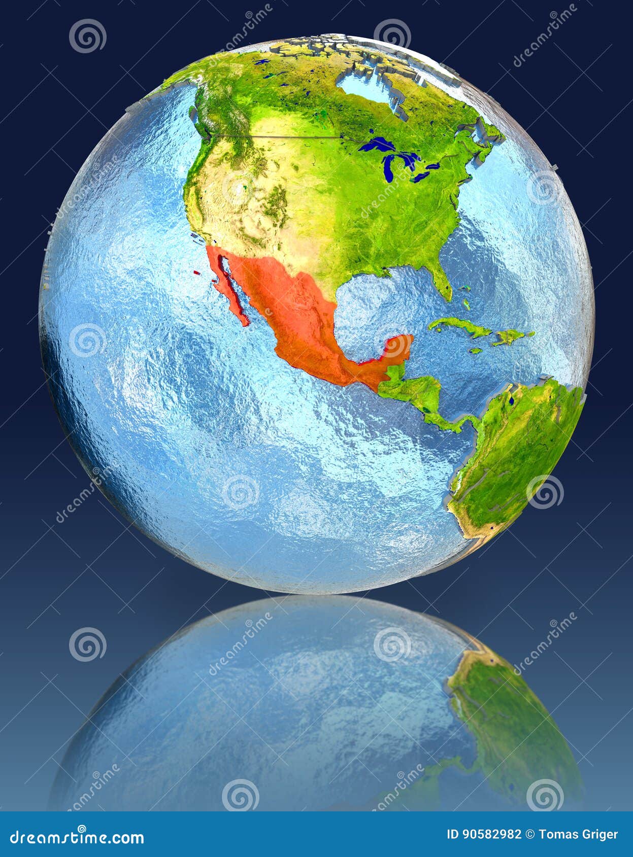 Mexico on Globe with Reflection Stock Illustration - Illustration of ...