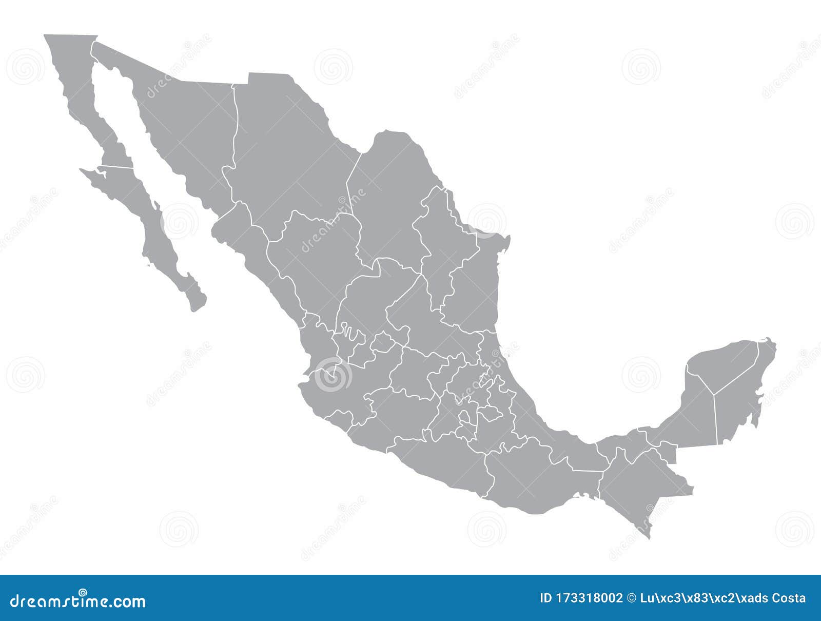 Mexico Gray Map Royalty-Free Stock Image | CartoonDealer.com #173318002