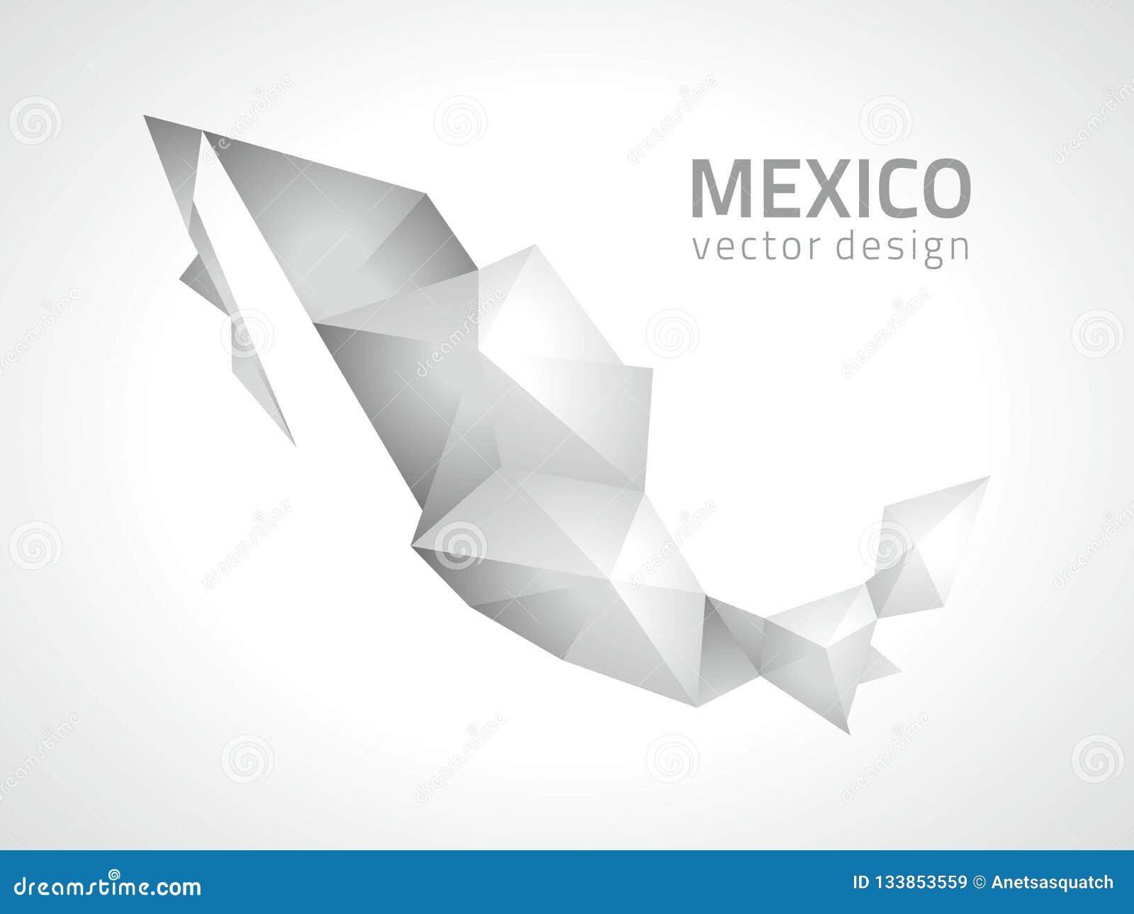 Mexico Grey and Silver 3d Mosaic Vector Shadow Triangle Map Stock ...