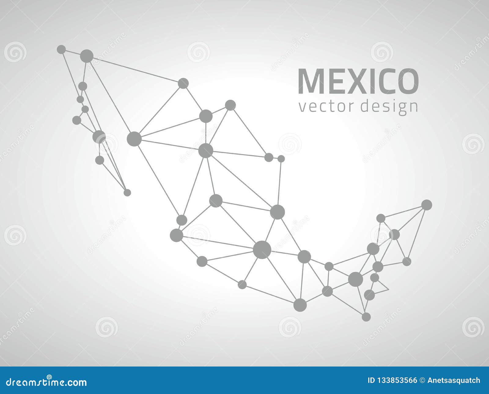 Mexico Grey Vector Dot Outline Triangle Map Stock Vector - Illustration ...