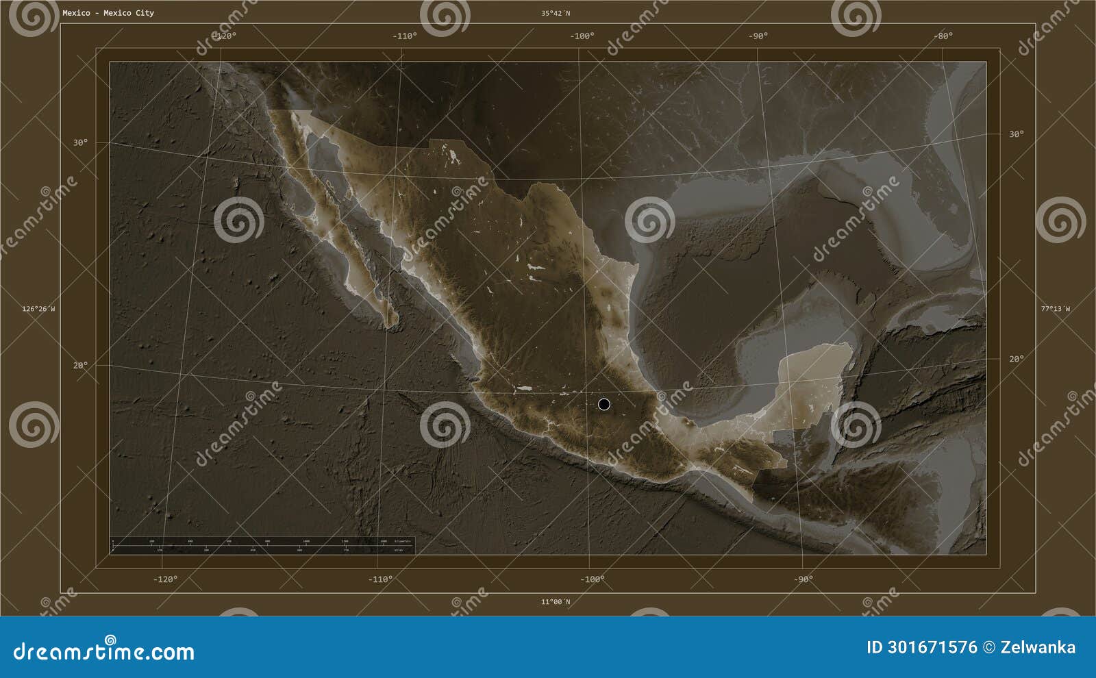 Mexico Highlighted - Composition. Sepia Stock Illustration ...